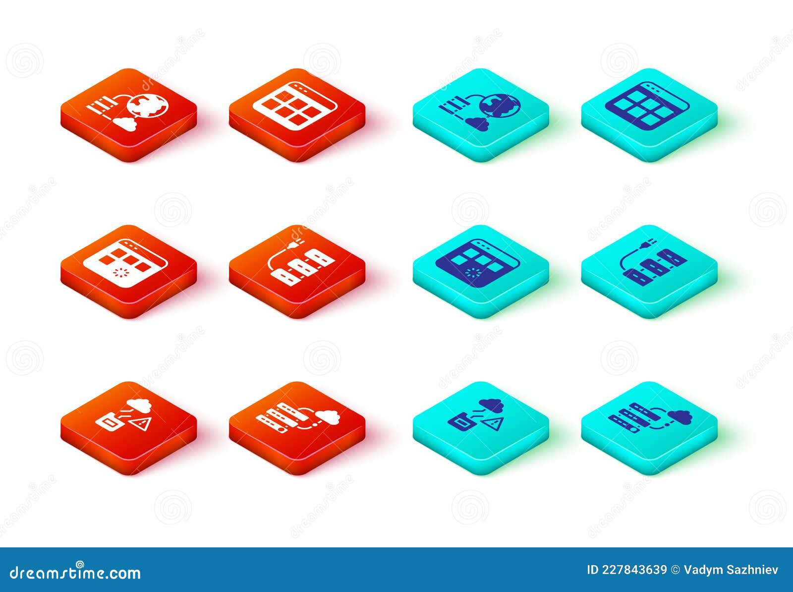 Set Cloud Technology Data Transfer, Network Cloud Connection, Loading ...