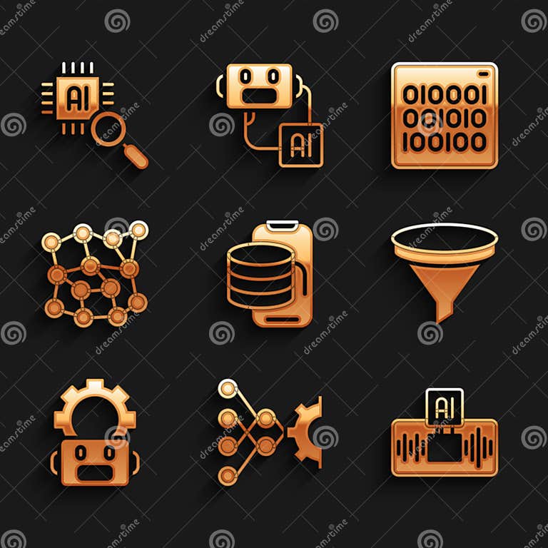 Set Cloud Technology Data Transfer, Neural Network, Artificial Intelligence AI, Funnel Filter ...
