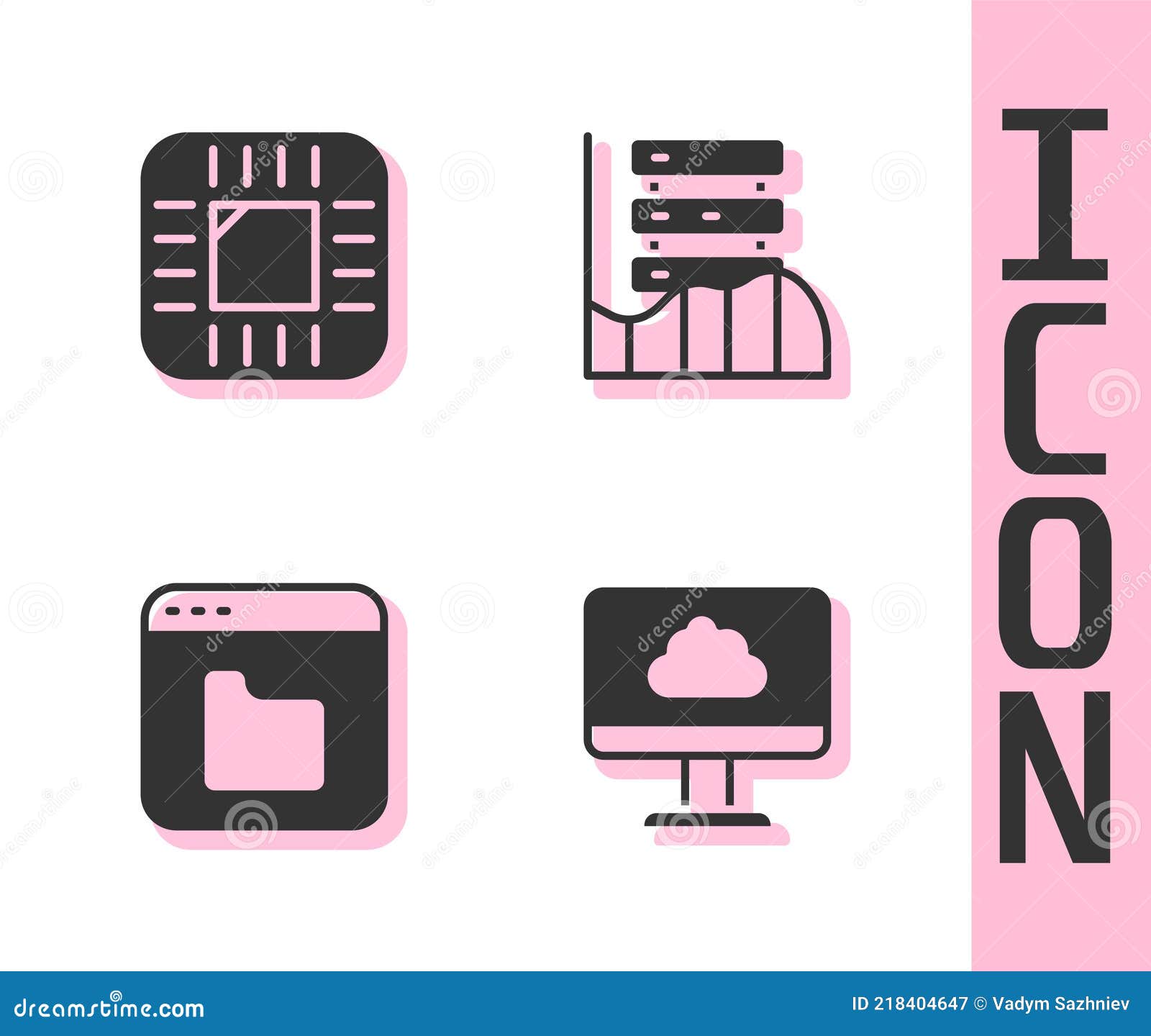 Set Cloud Technology Data Transfer Processor With Cpu Browser Files