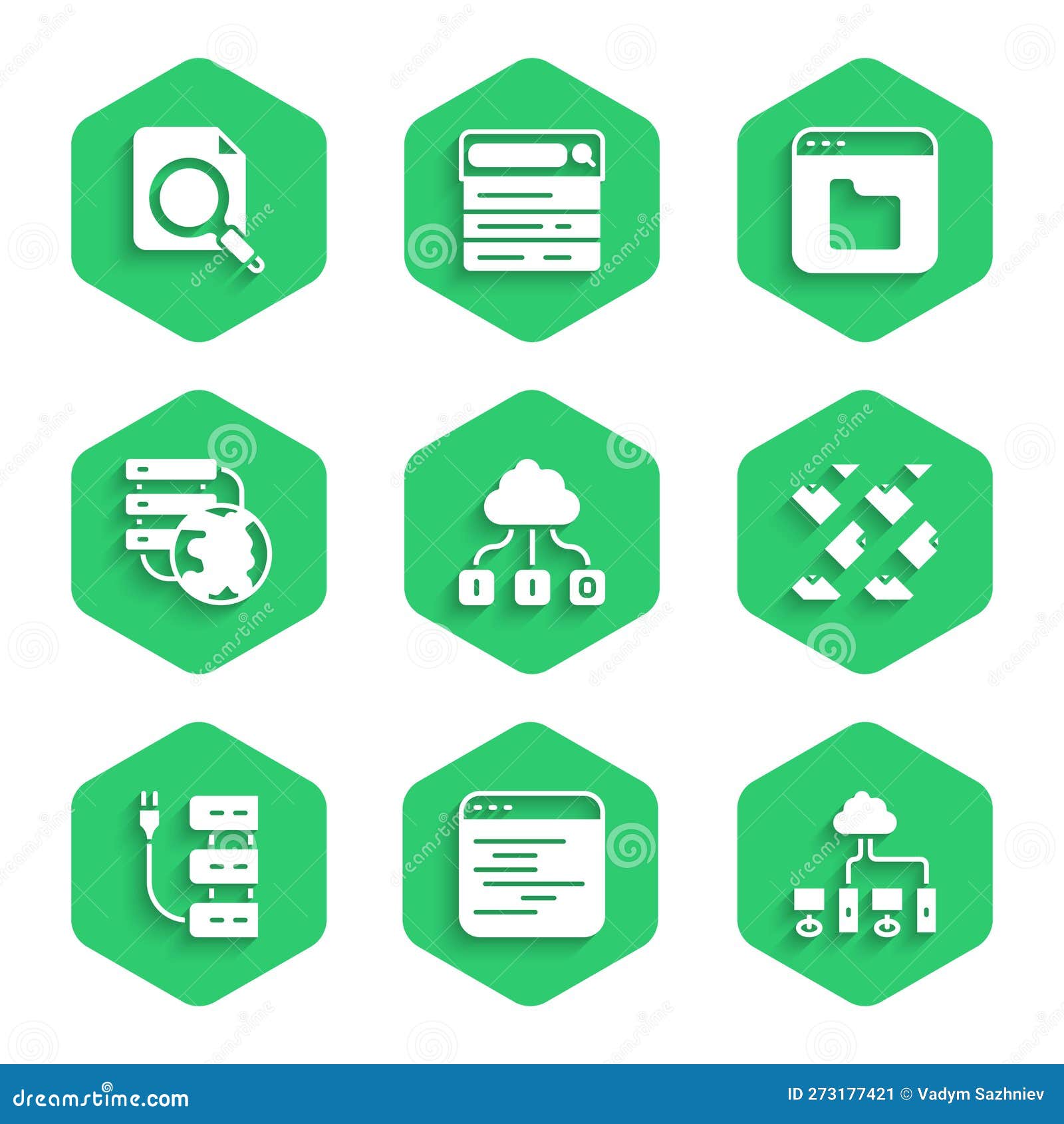 Set Cloud Technology Data Transfer, Software, Computer Network, Data Stream, Server, Network ...