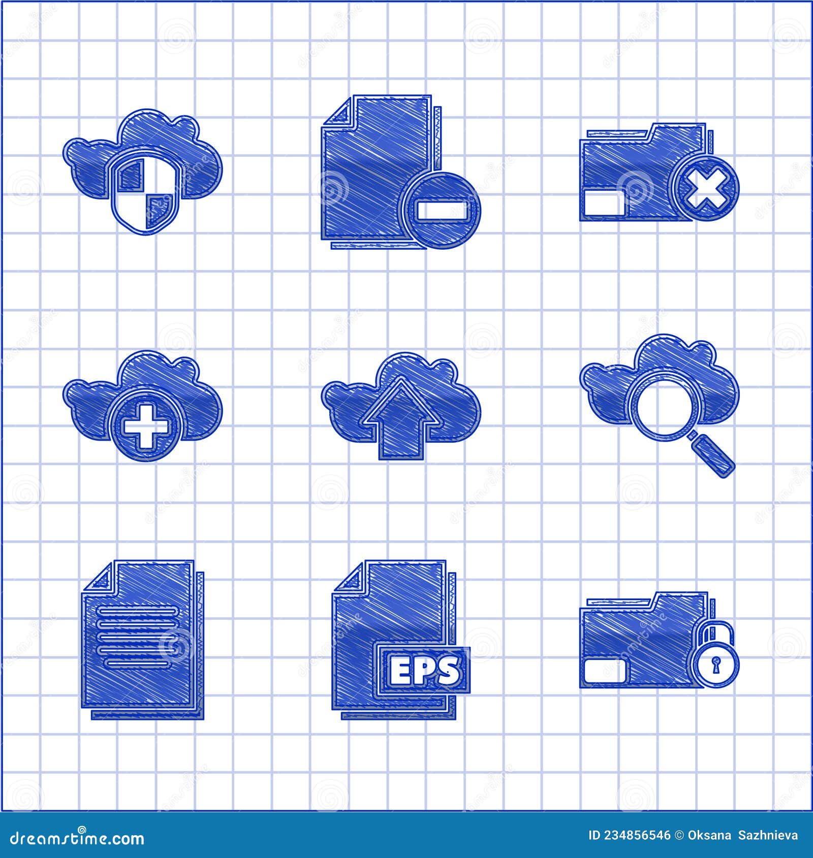 Set Cloud Upload Eps File Document Folder And Lock Search Cloud Computing Document Add