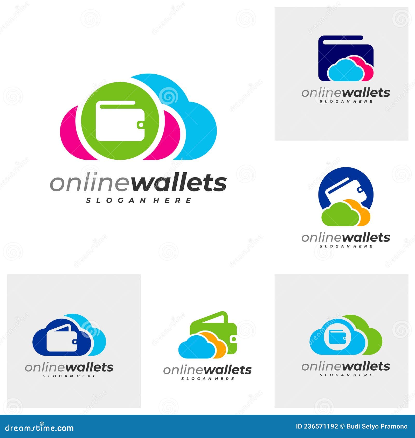 Set of Cloud Wallets Logo Vector Template, Creative Wallets Logo Design ...
