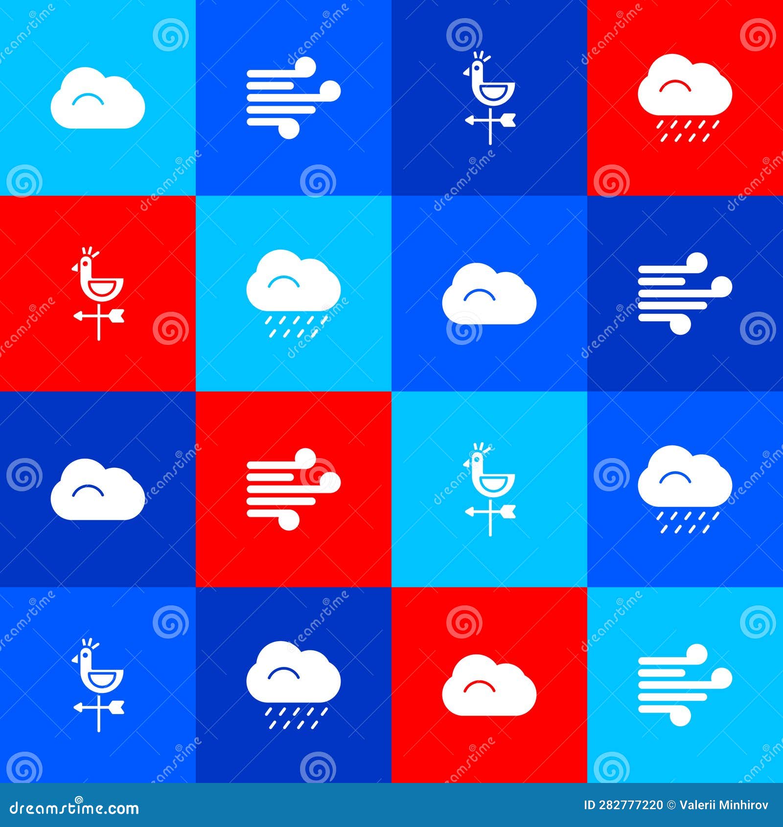 Set Cloud, Wind, Rooster Weather Vane and with Rain Icon. Vector Stock ...