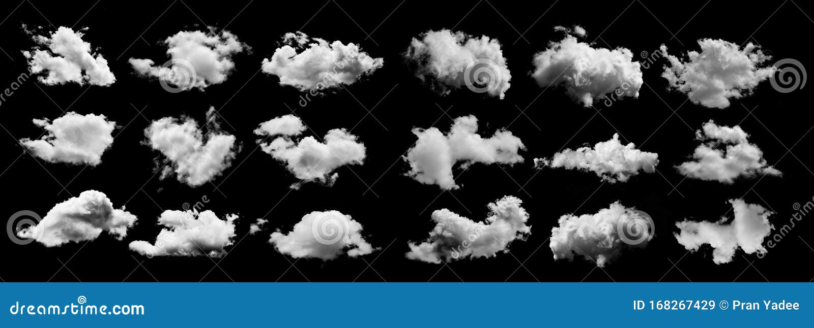 Set of Clouds on Black Background Stock Image - Image of beautiful ...
