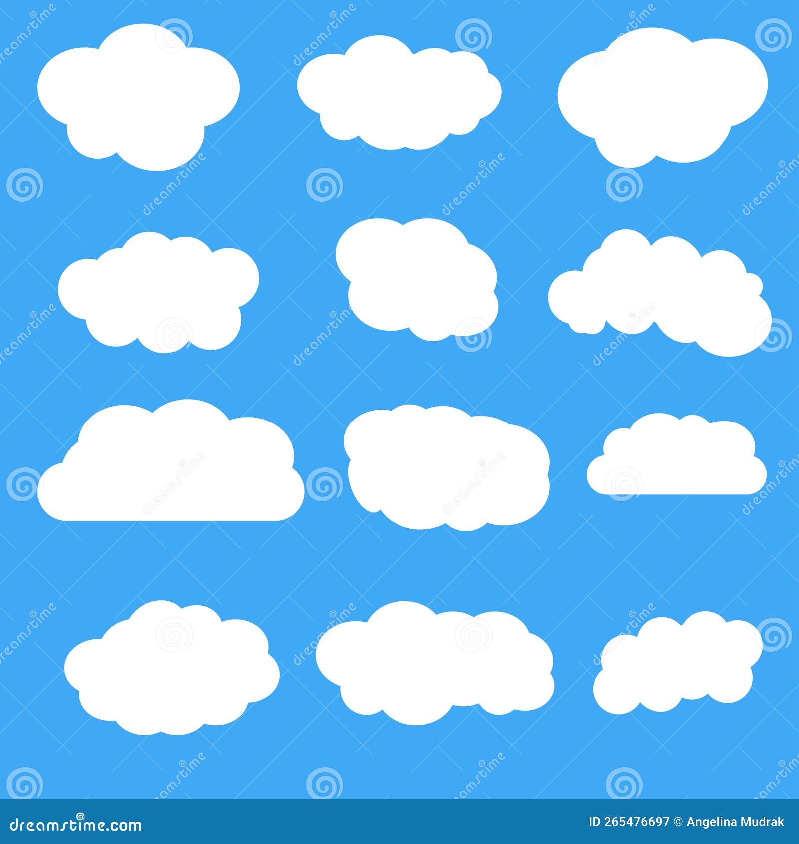 Set of Clouds on a Blue Background. Realistic Elements. Flat Style Vector Illustration Stock ...
