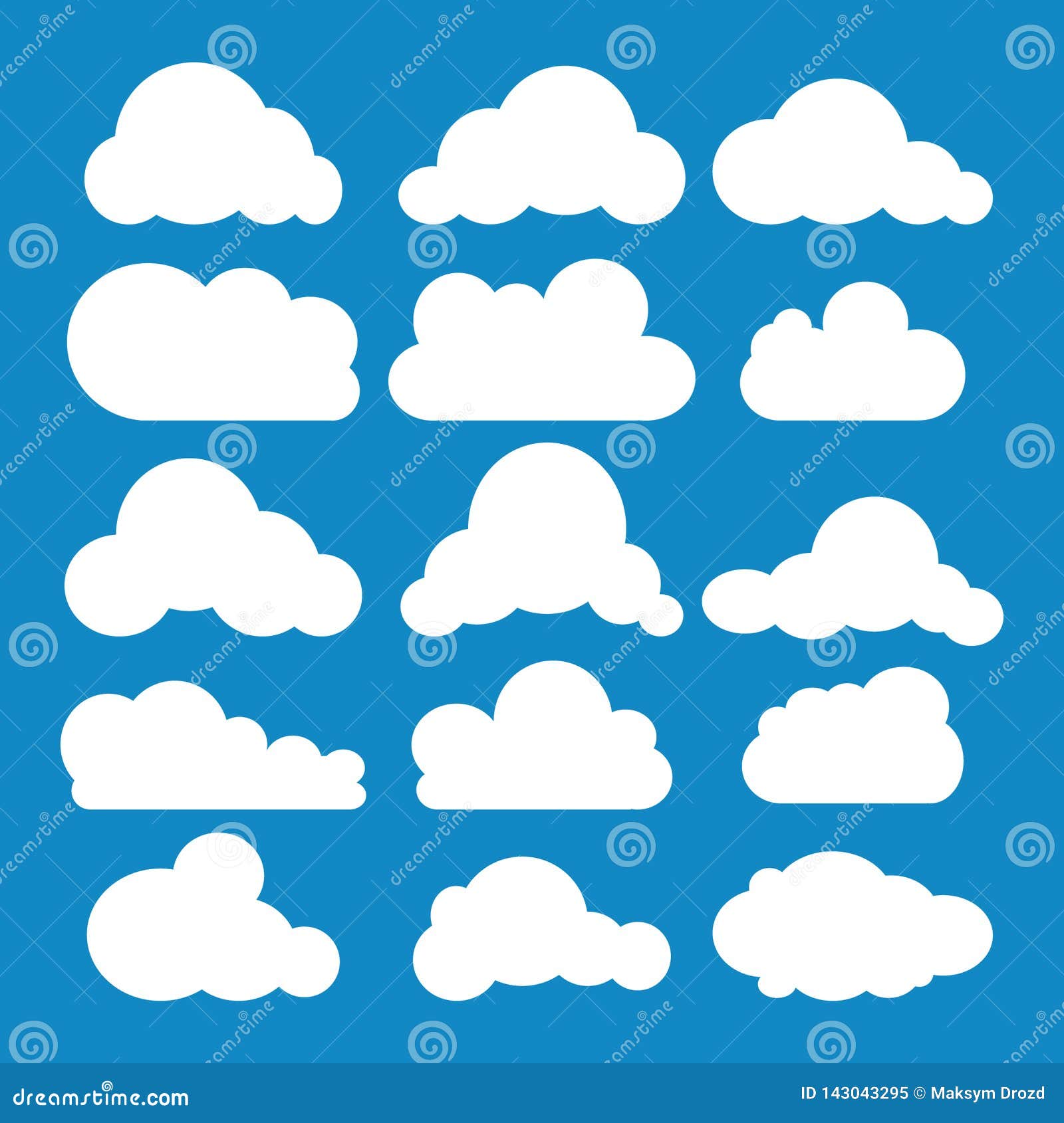 Set of Clouds in Blue Sky. Cloud Icon Shape. Collection of Different ...