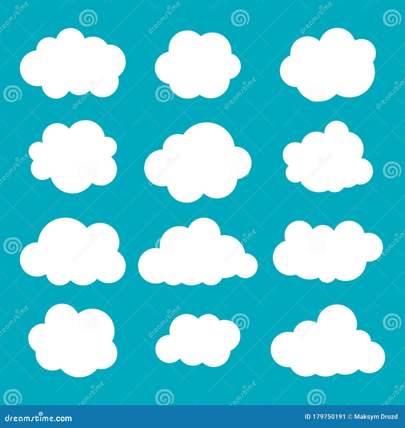 Set of Clouds in Blue Sky. Cloud Icon Shape. Collection of Different ...