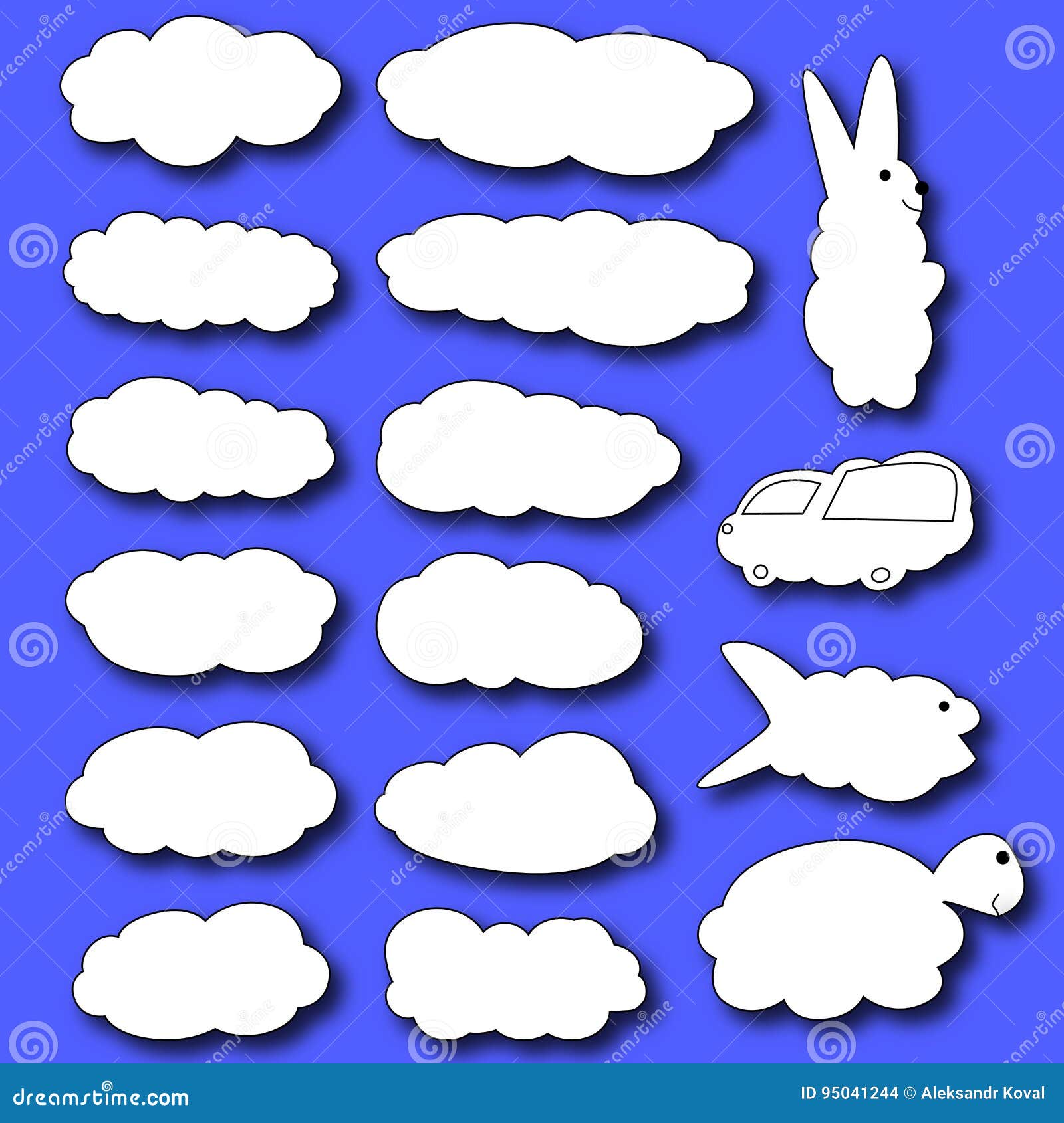 Set of Clouds. Clouds in the Form of Animals Stock Illustration ...