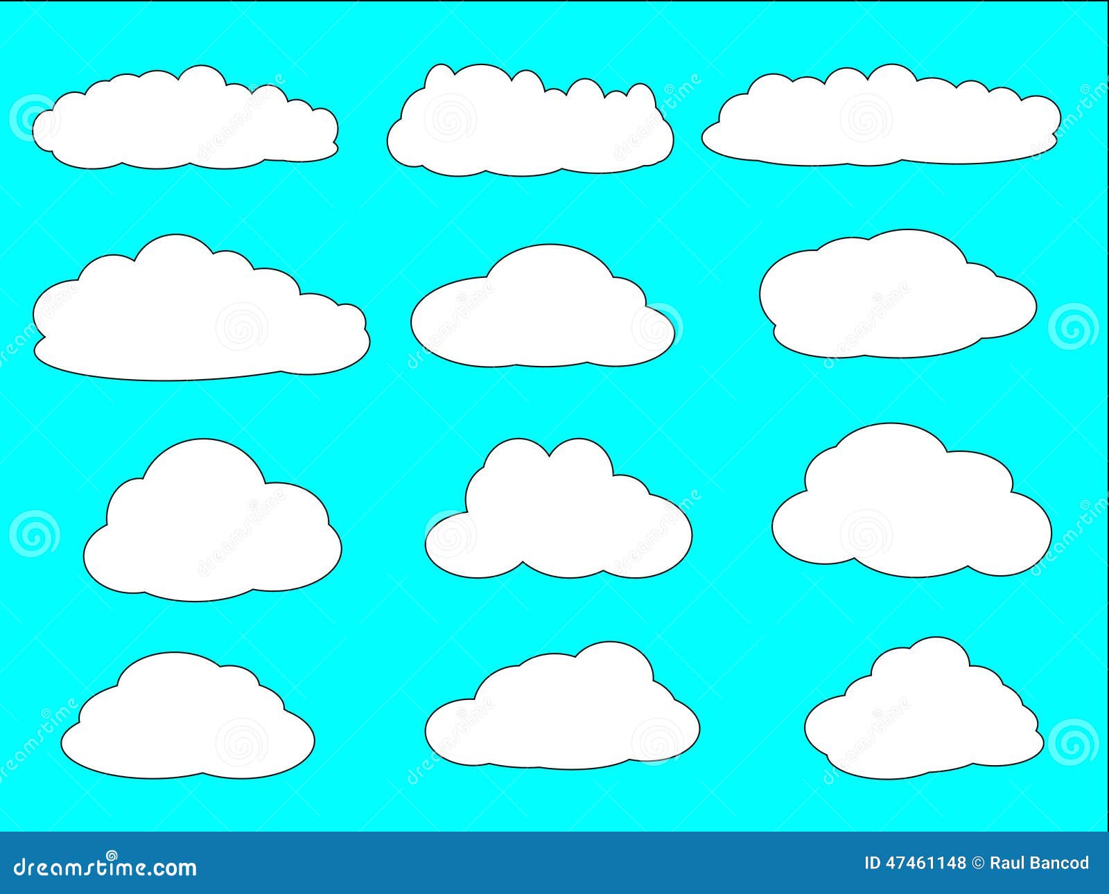 A Set of Clouds with Different Shapes Stock Vector - Illustration of ...