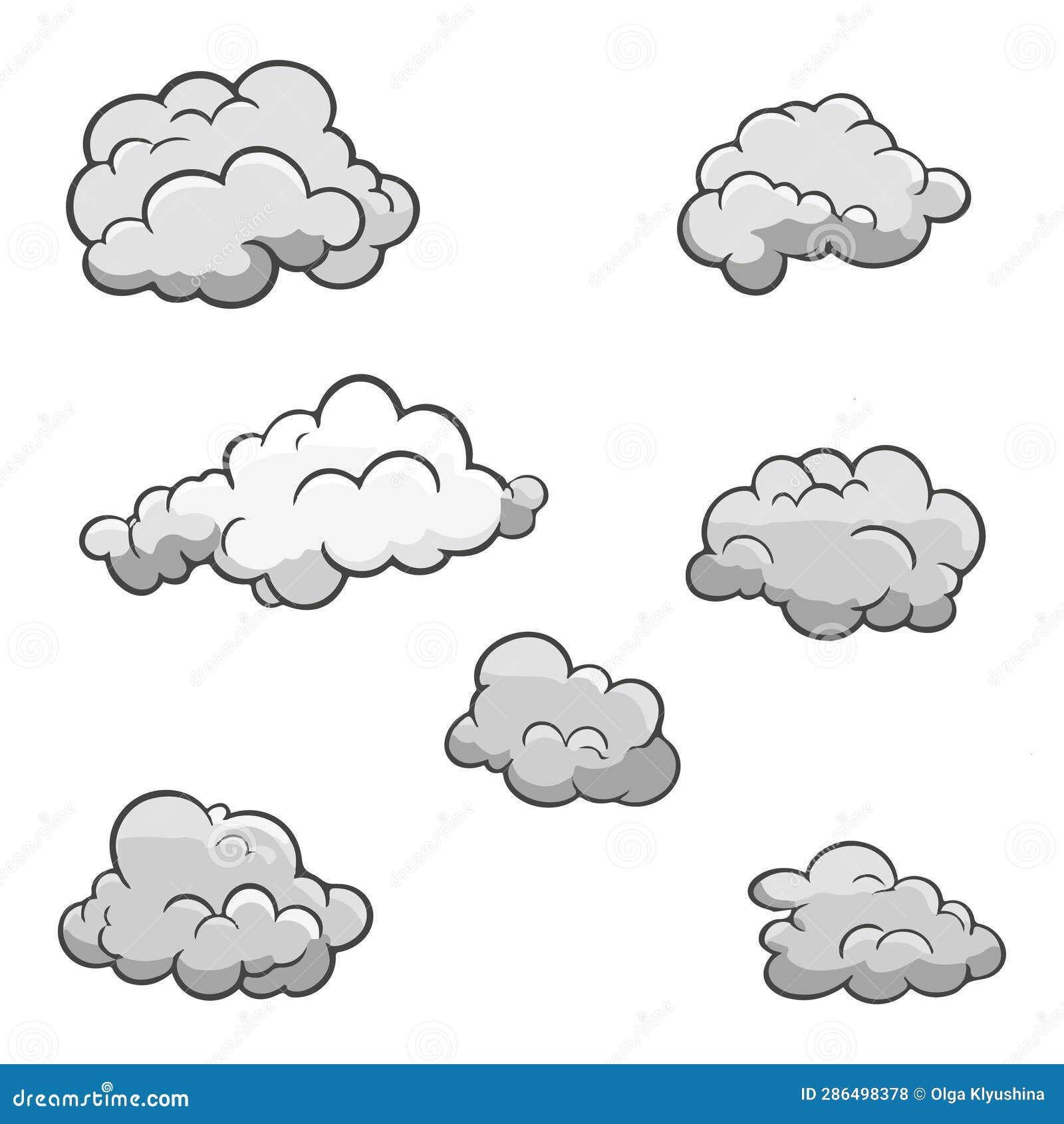 Set of Clouds. Fog after Explosion Set. Vector Illustration Collection ...
