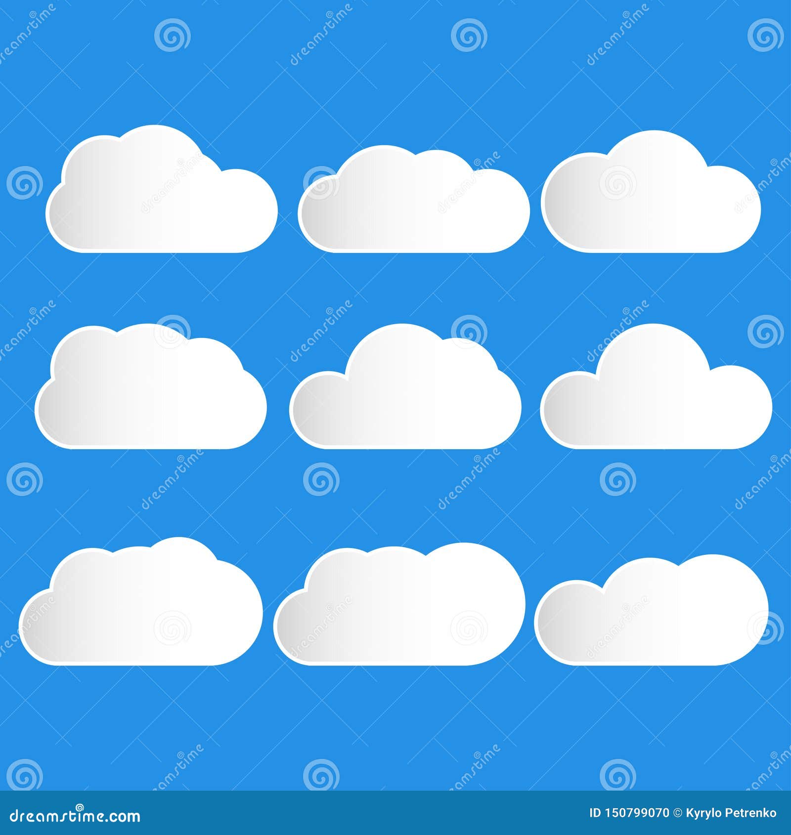 Set of Clouds Icon in Blue Sky Stock Vector - Illustration of hosting ...