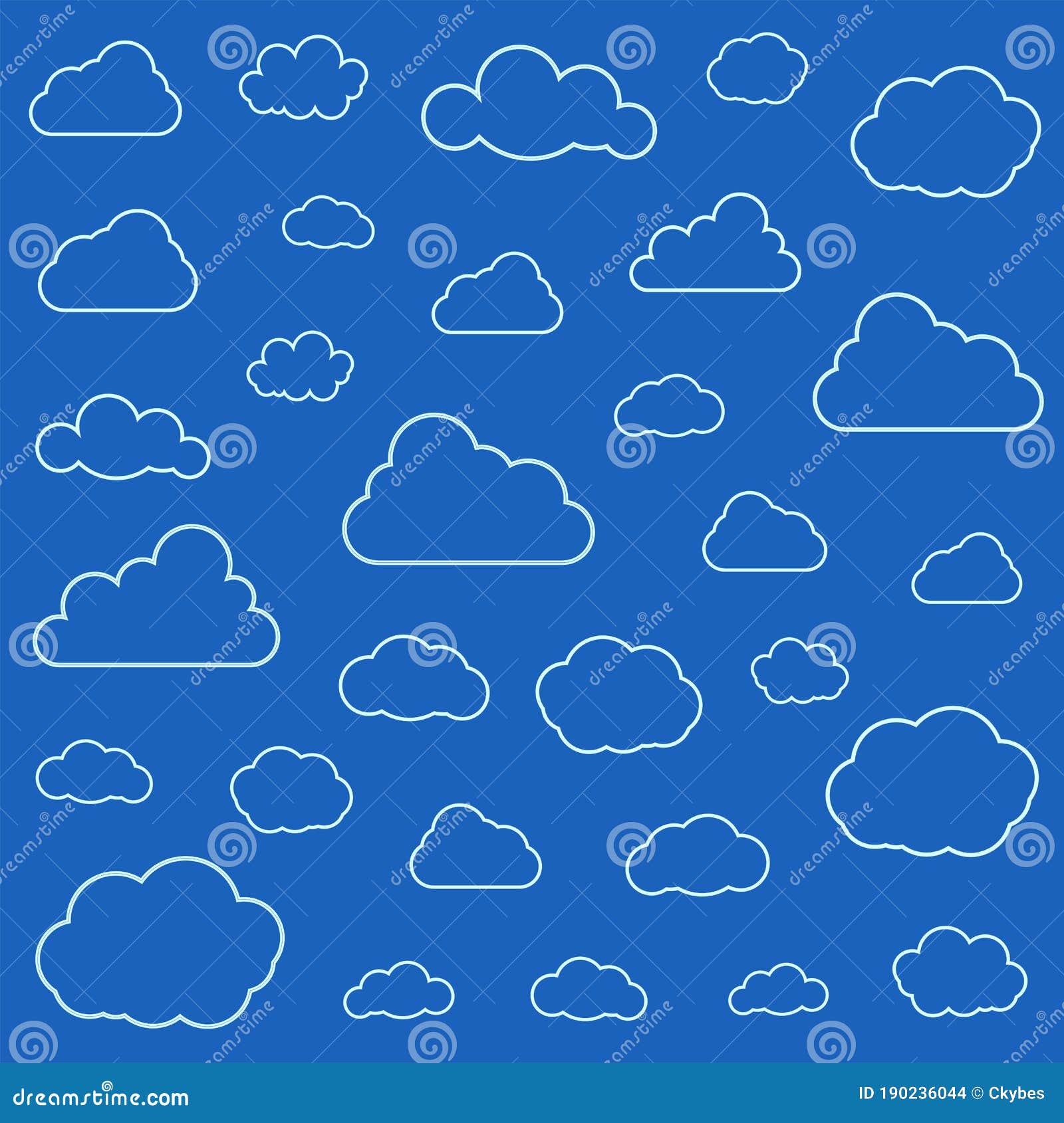 Set of Clouds Isolated on Sky Background. Seamless Pattern Stock Vector ...