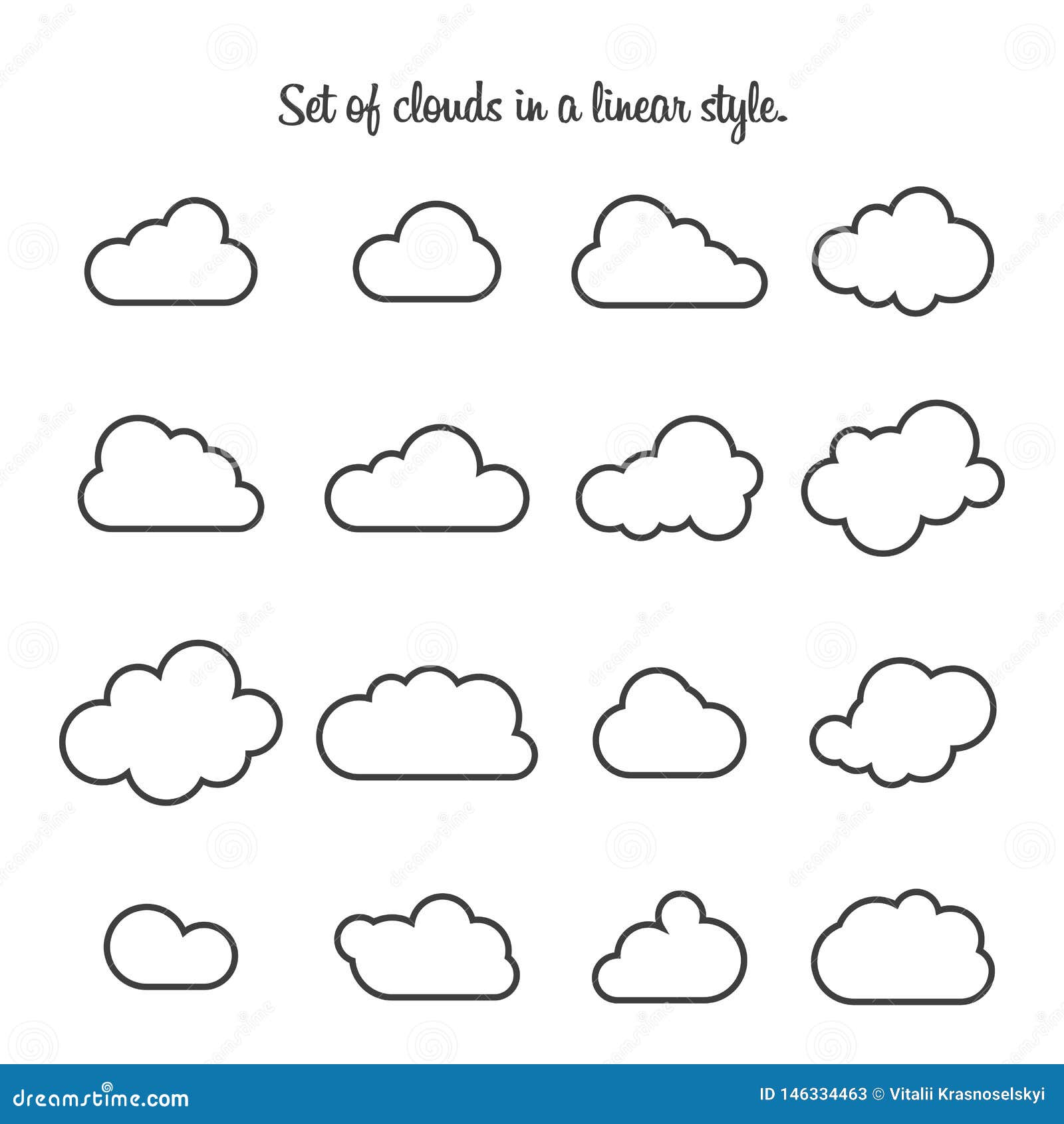 Set of Clouds in a Linear Style. Cloud in Line or Outline Stock Vector ... Set of Clouds in a Linear Style. Cloud in Line or Outline Stock Vector ...