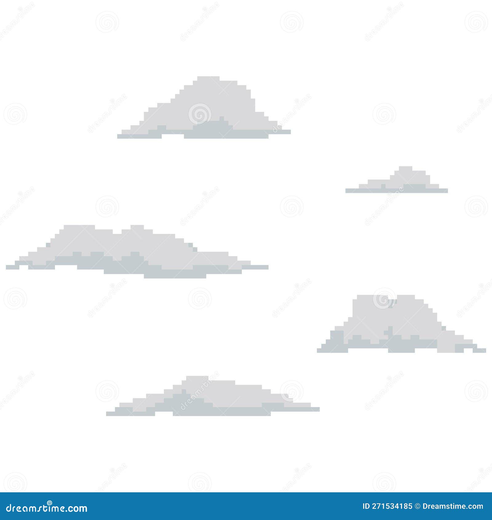 Set of Clouds in the Pixel Art Style. Vector Illustration. Stock Vector ...