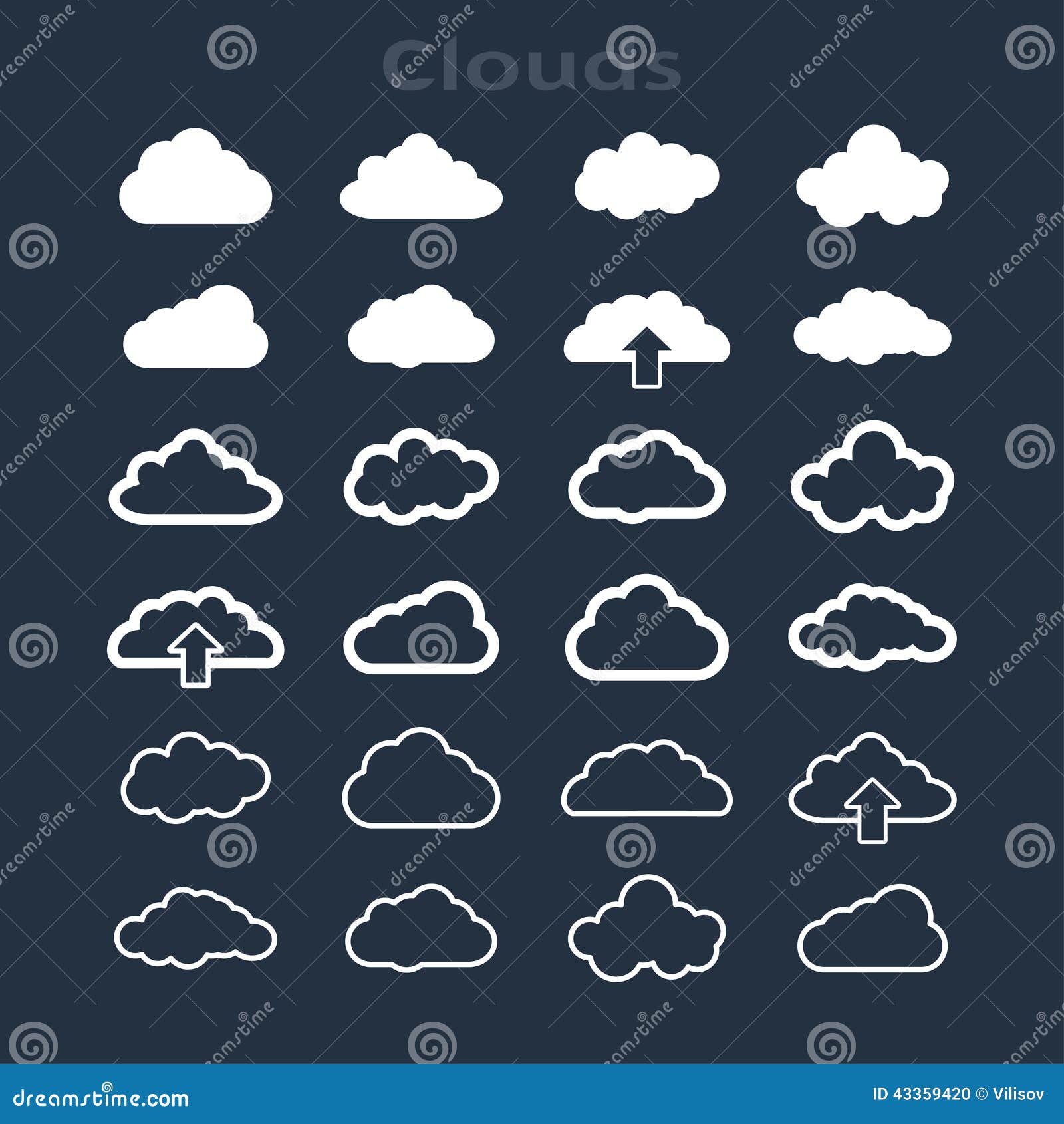 Set of clouds stock vector. Illustration of curve, cloud - 43359420