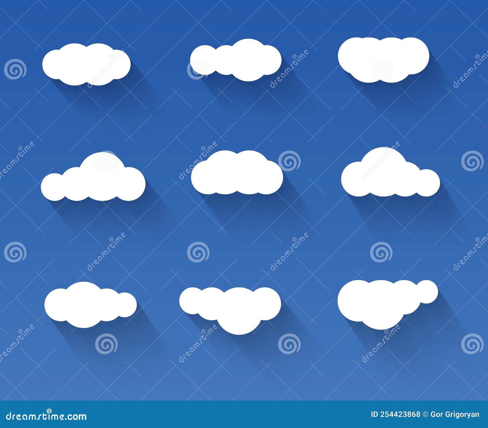 Set of Cloudscapes with Shadows. Stock Vector - Illustration of cast ...