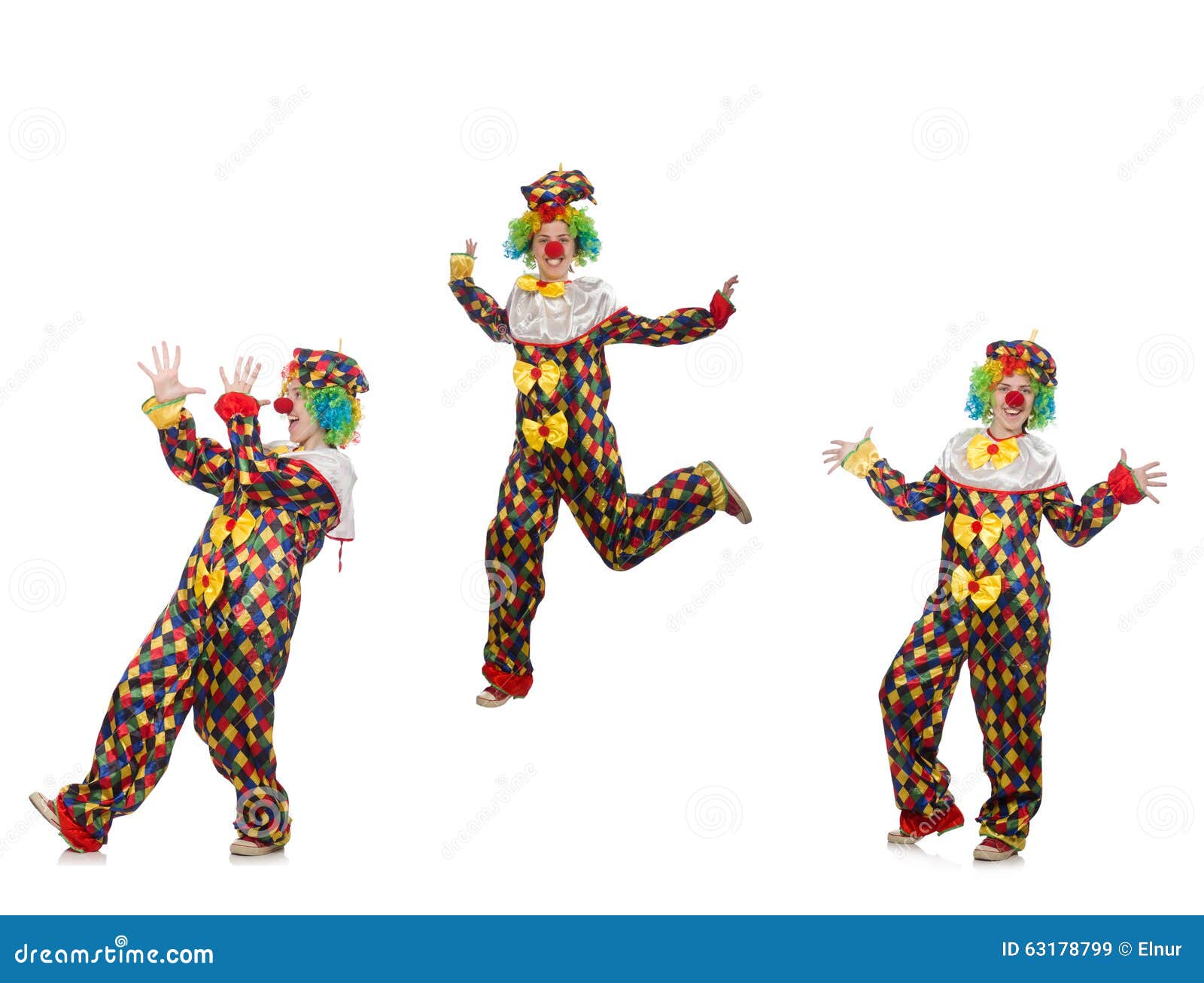 The Set of Clown Photos on White Stock Image - Image of jester ...