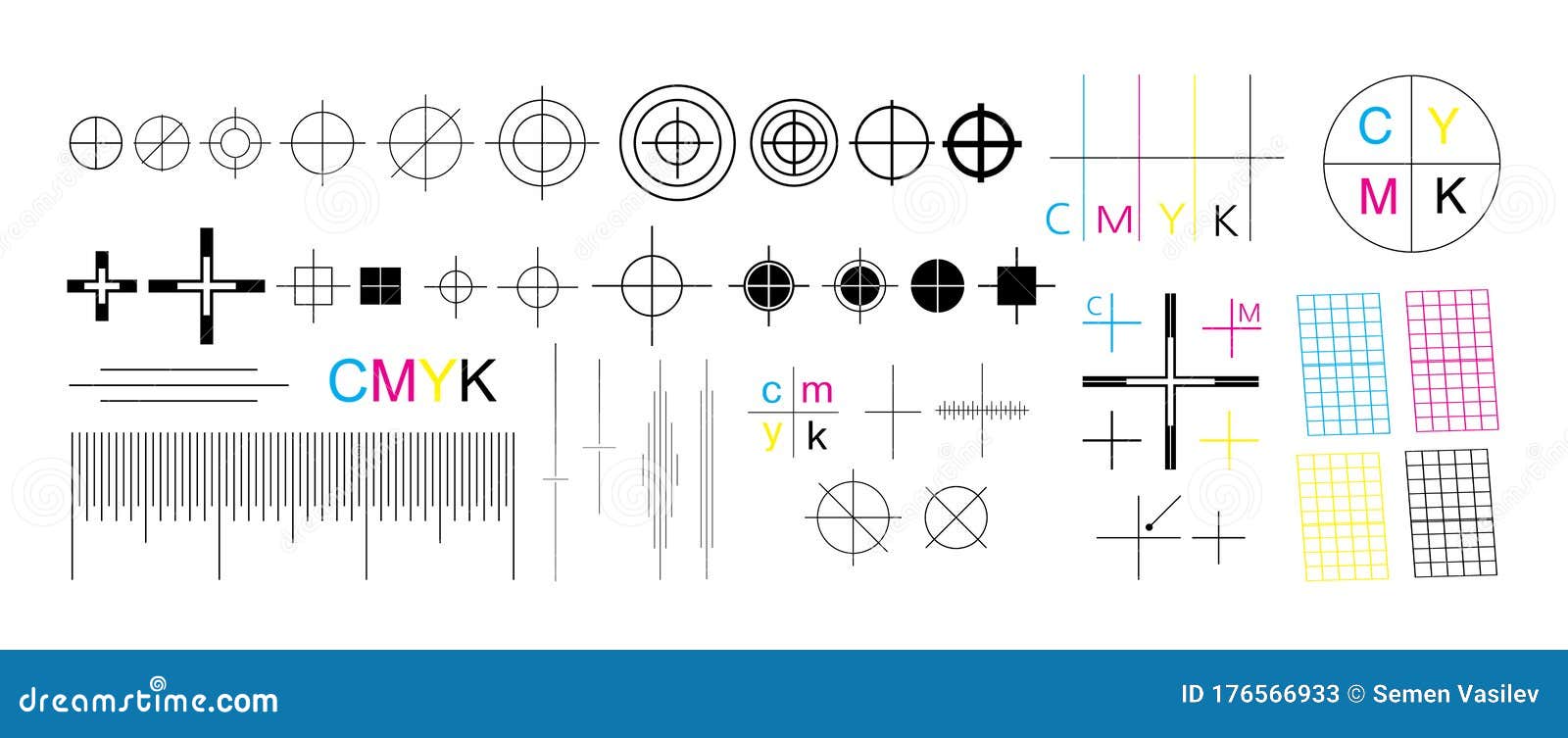 Set of CMYK Offset Vector Registration Marks Cross Polygraphy Stock ... Set of CMYK Offset Vector Registration Marks Cross Polygraphy Stock ...