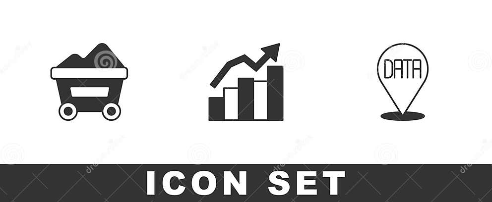 Set Coal Mine Trolley, Financial Growth and Data Analysis Icon. Vector Stock Vector ...