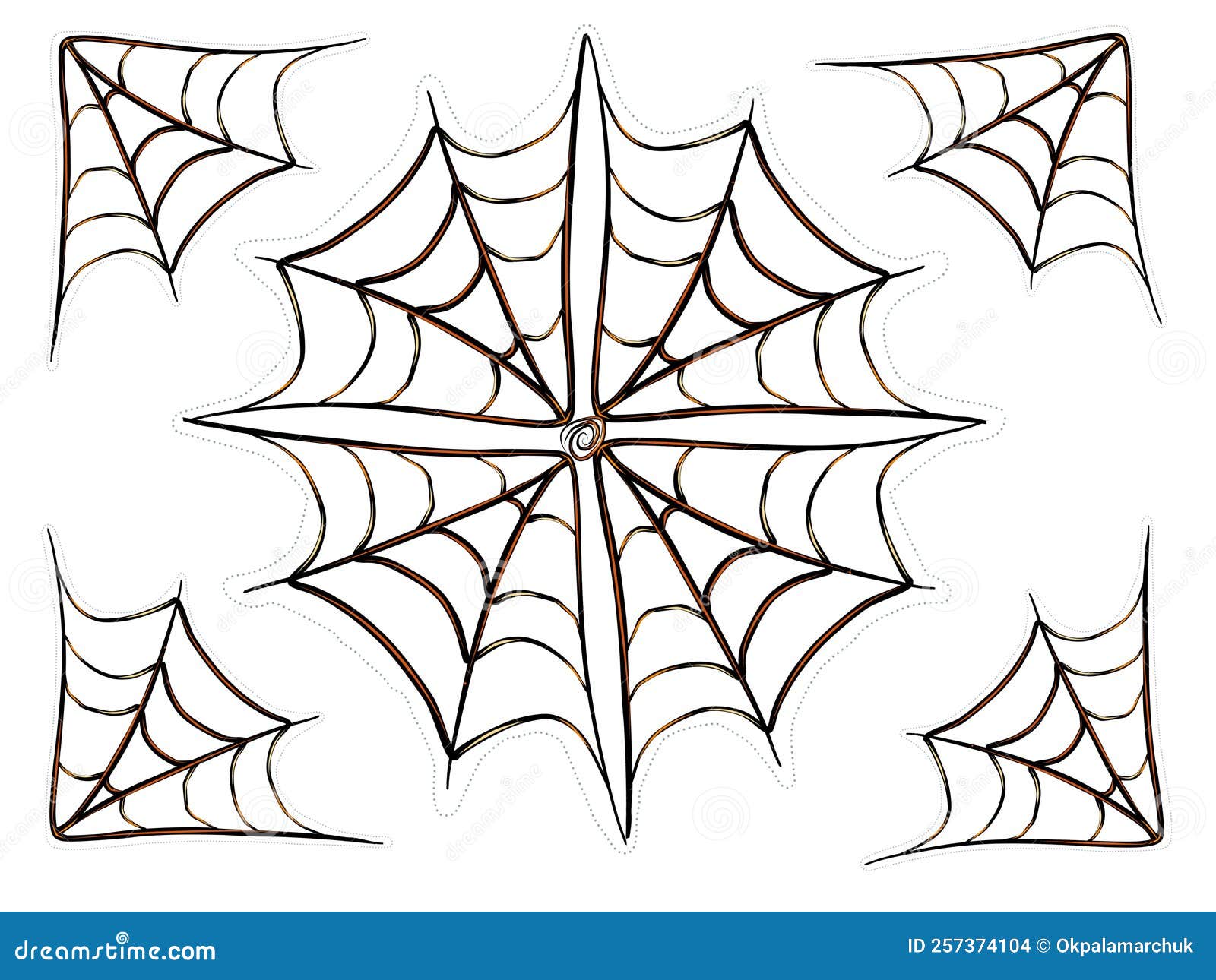 Set of Cobwebs Black Orange Round and Angular Transparent Stock Vector ...