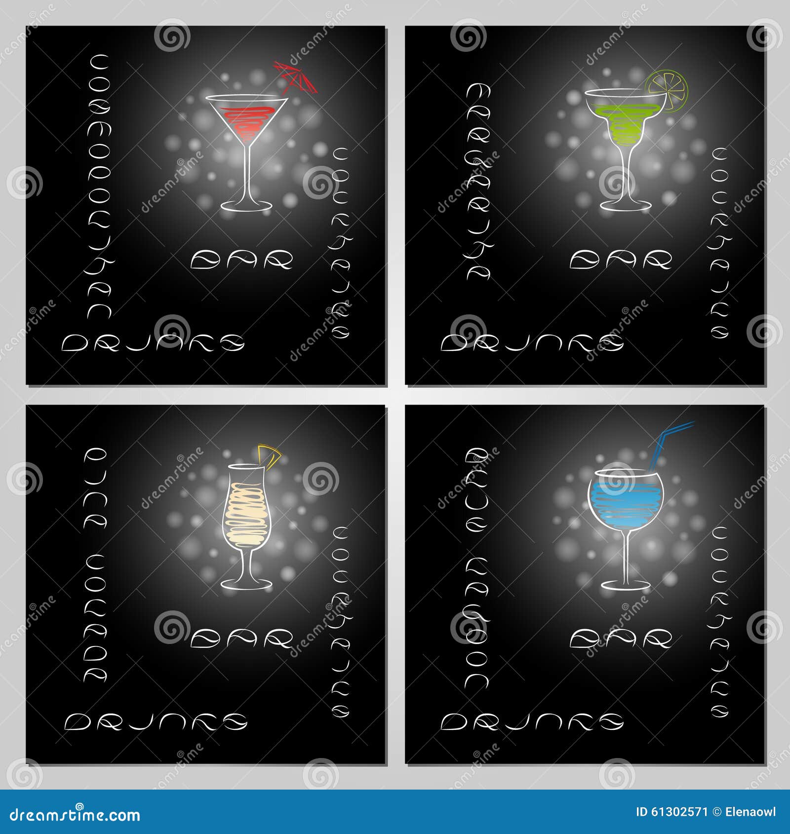 Set of Cocktail Bar Business Cards. Stock Vector - Illustration of ...