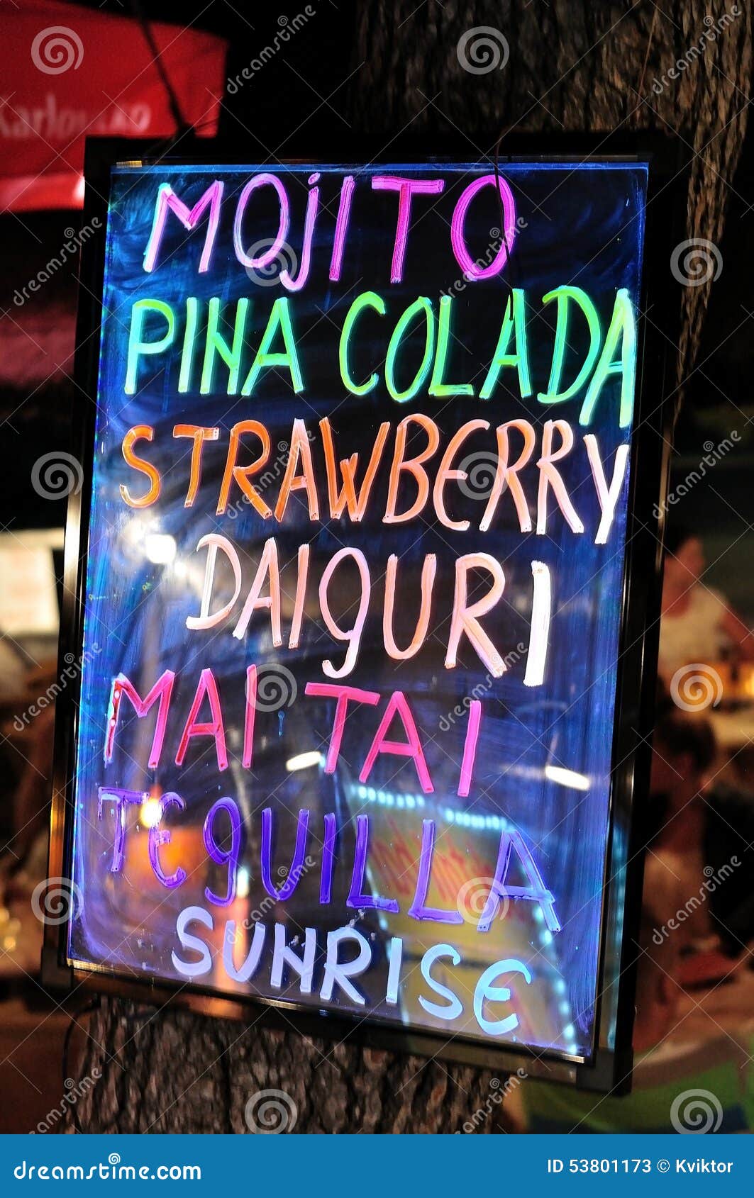 Set of Cocktail Menu with Colorful Neon Lights Stock Image - Image of ...