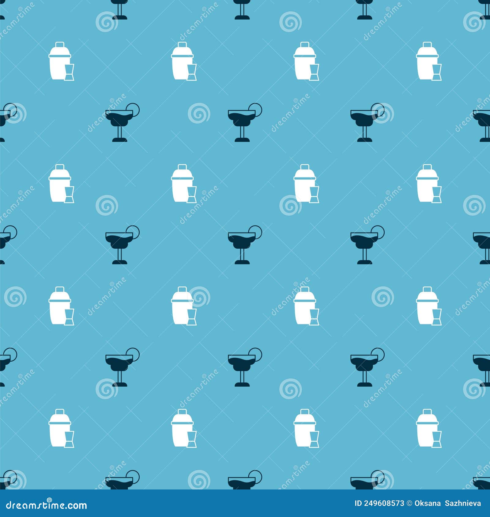 Set Cocktail and Shaker on Seamless Pattern. Vector Stock Vector ...
