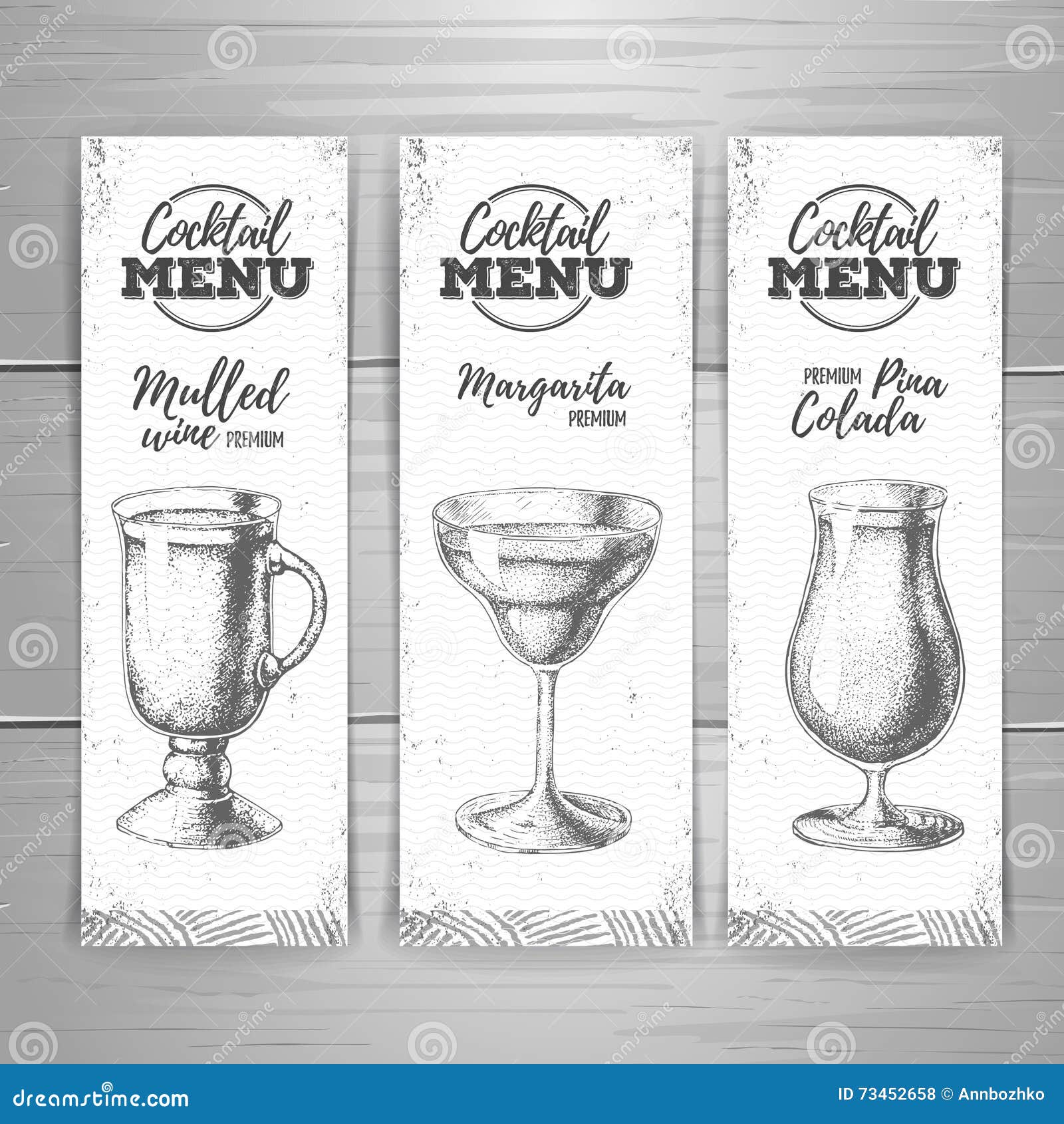 Set of Cocktail Sketch Banners. Cocktail Menu Design Stock Vector ...