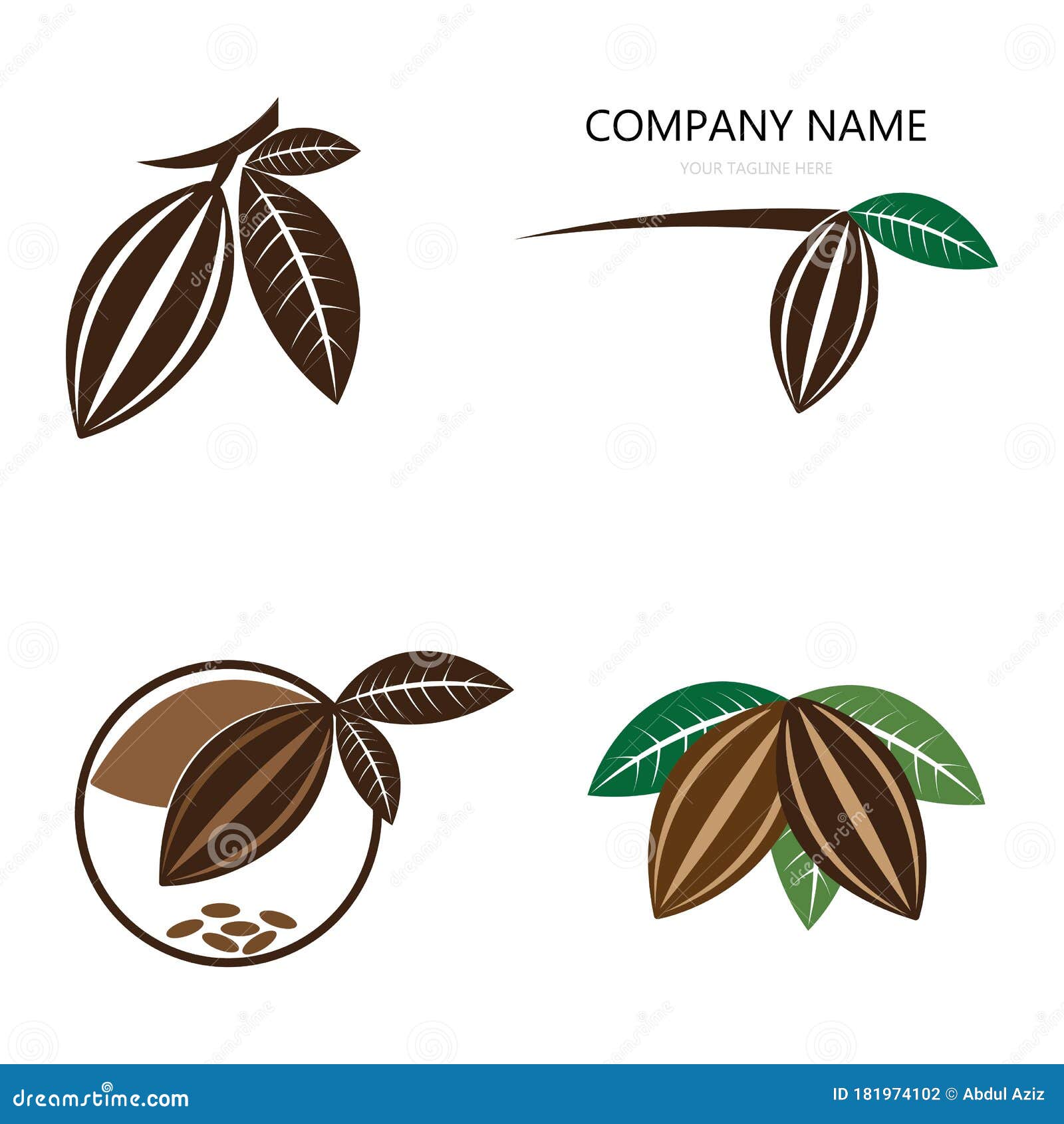 Set of Cocoa, Cocoa Bean Logo Vector Stock Vector - Illustration of ...