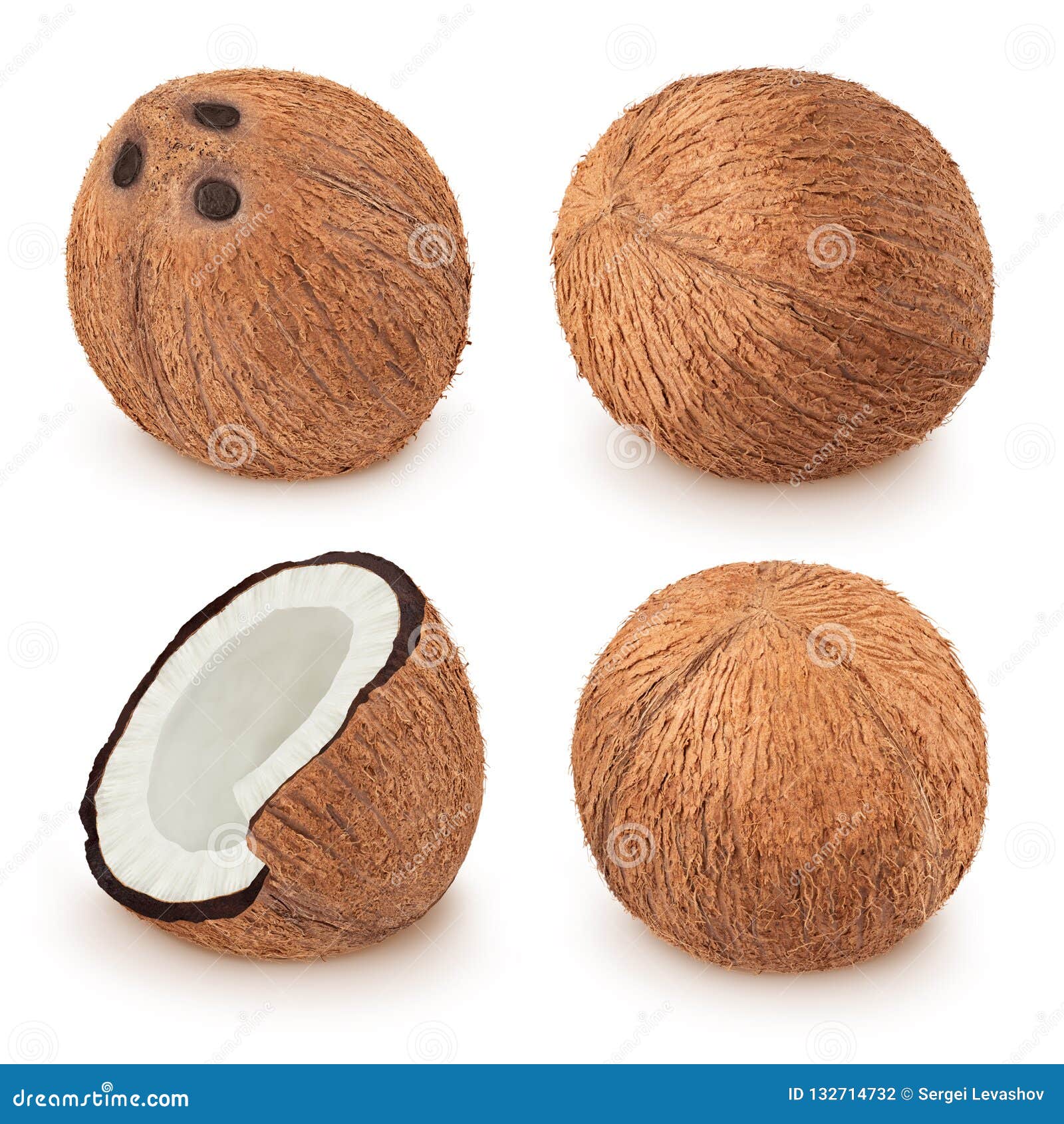 Set of Coconuts Isolated on a White. Stock Photo - Image of clipping ...