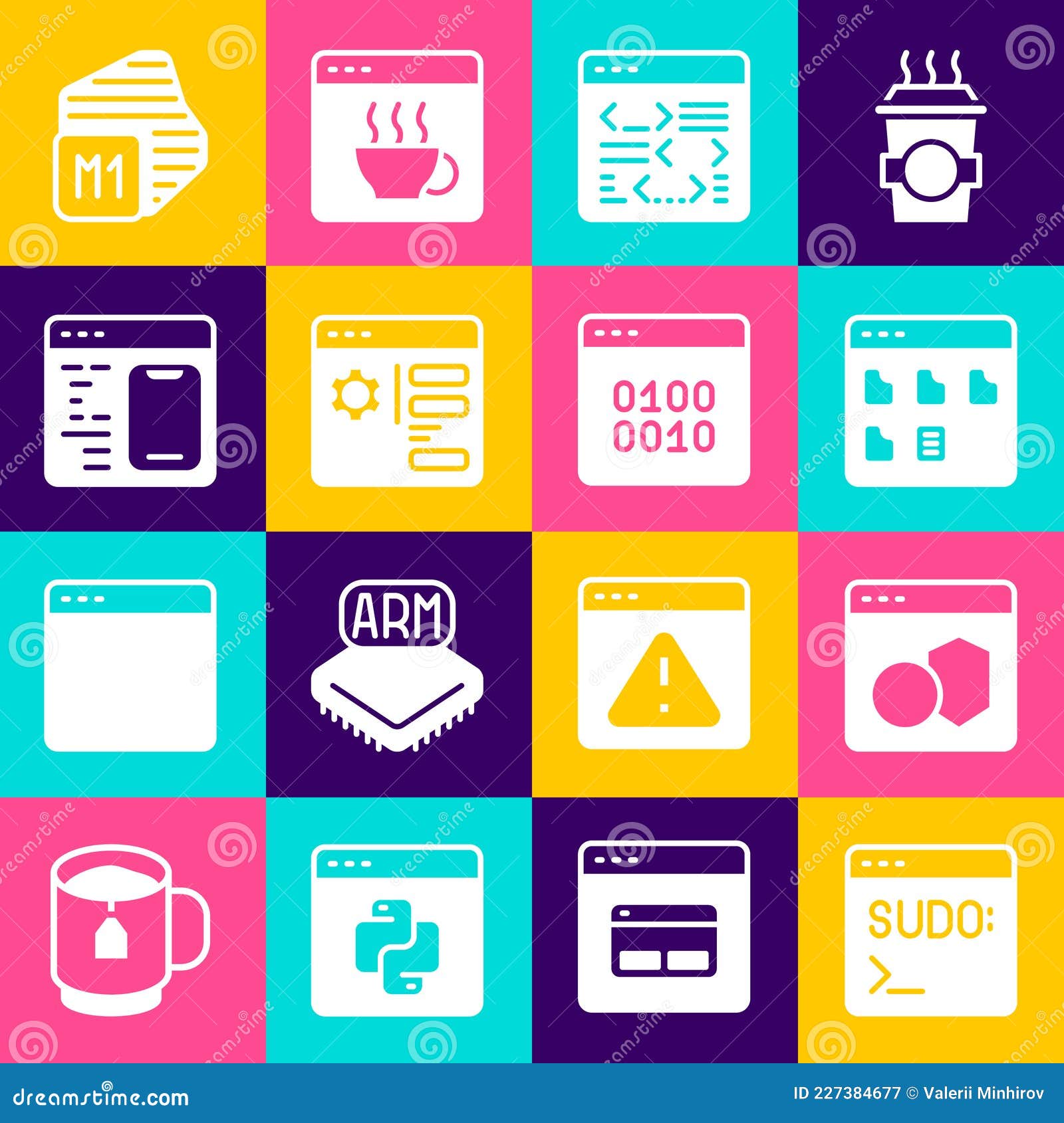 Set Code Terminal Software Browser Files Setting Processor And Binary Code Icon Vector