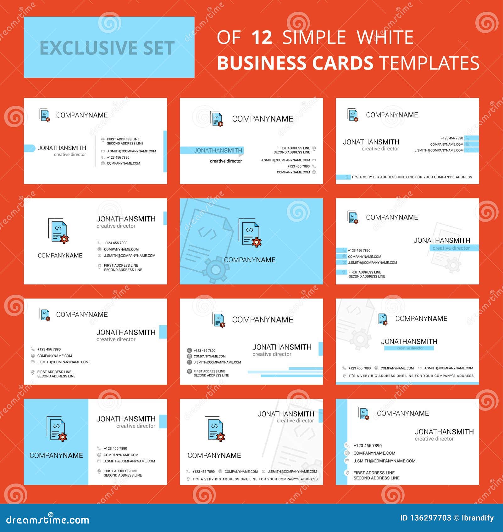 Set of 12 Coding Creative Busienss Card Template. Editable Creative ...