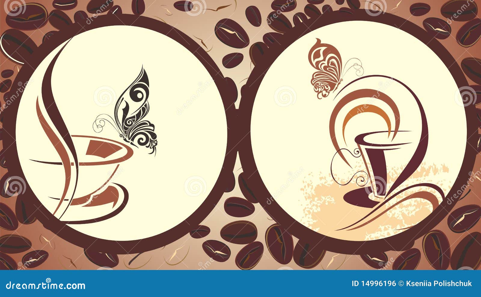 Set of Coffee Banners with Butterfly Stock Vector - Illustration of ...