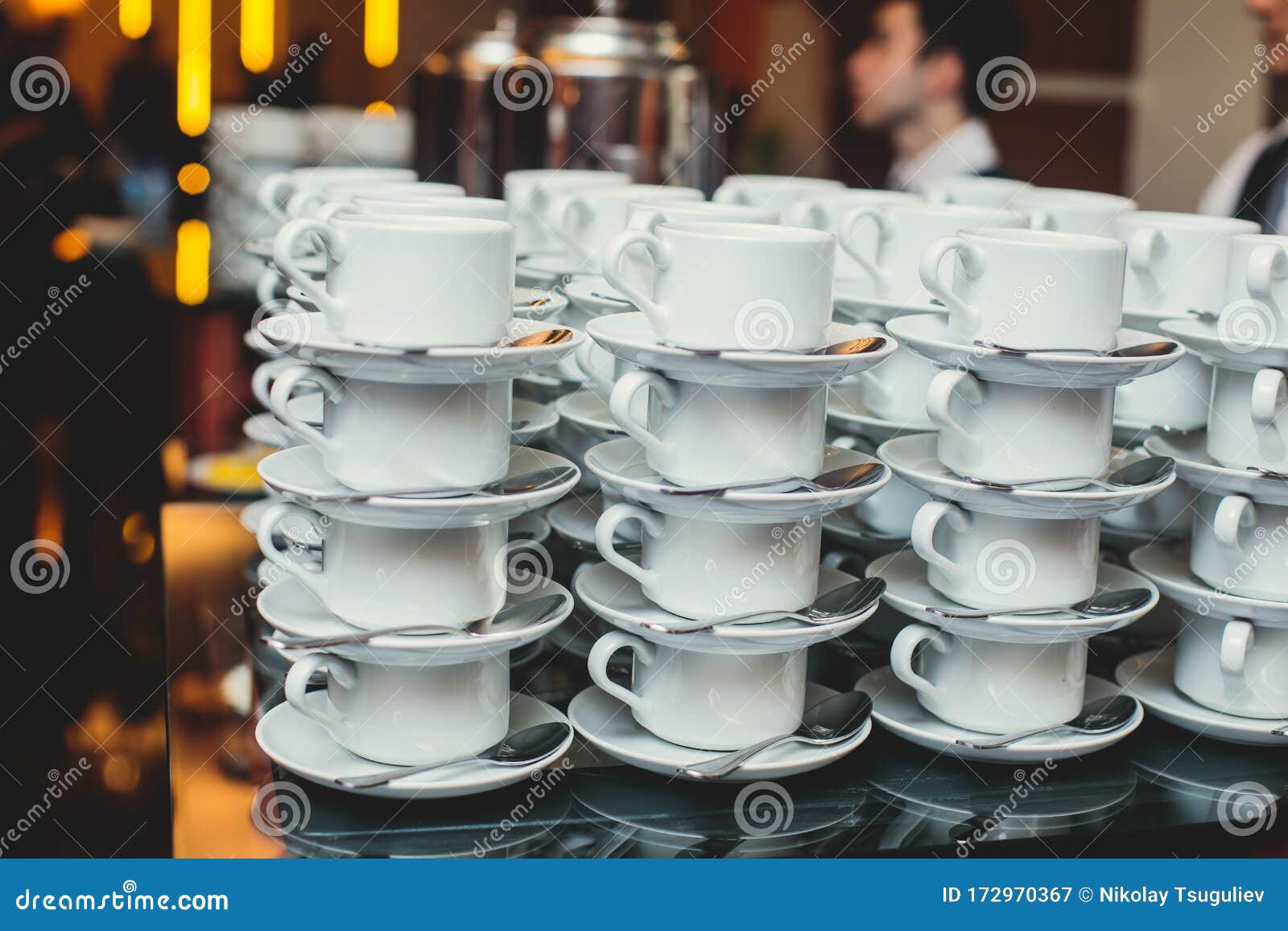 Set of Coffee Break in Hotel during Conference Meeting, with Tea and ...