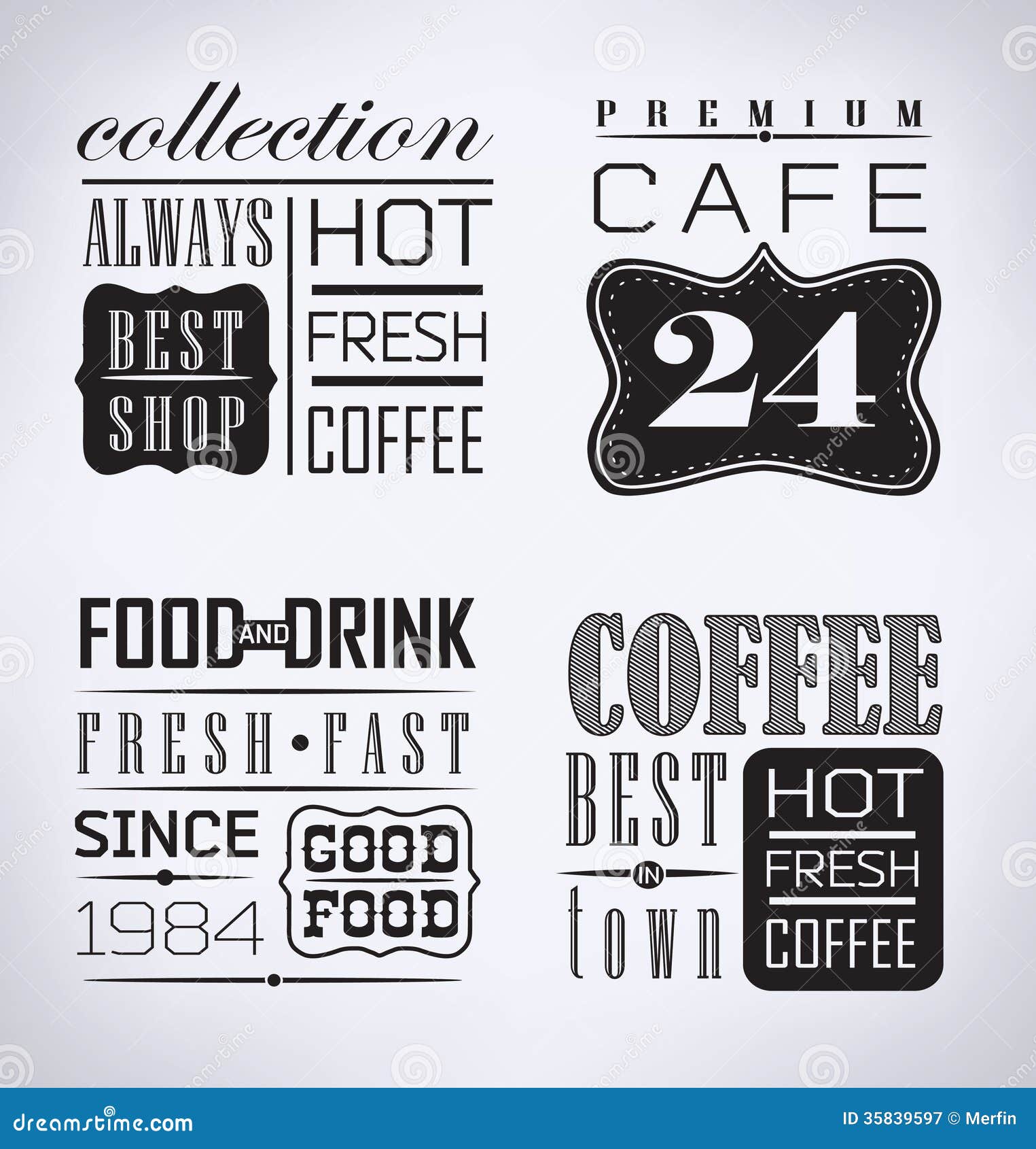Set of Coffee, Cafe Label, Set of Typographic Stock Vector ...