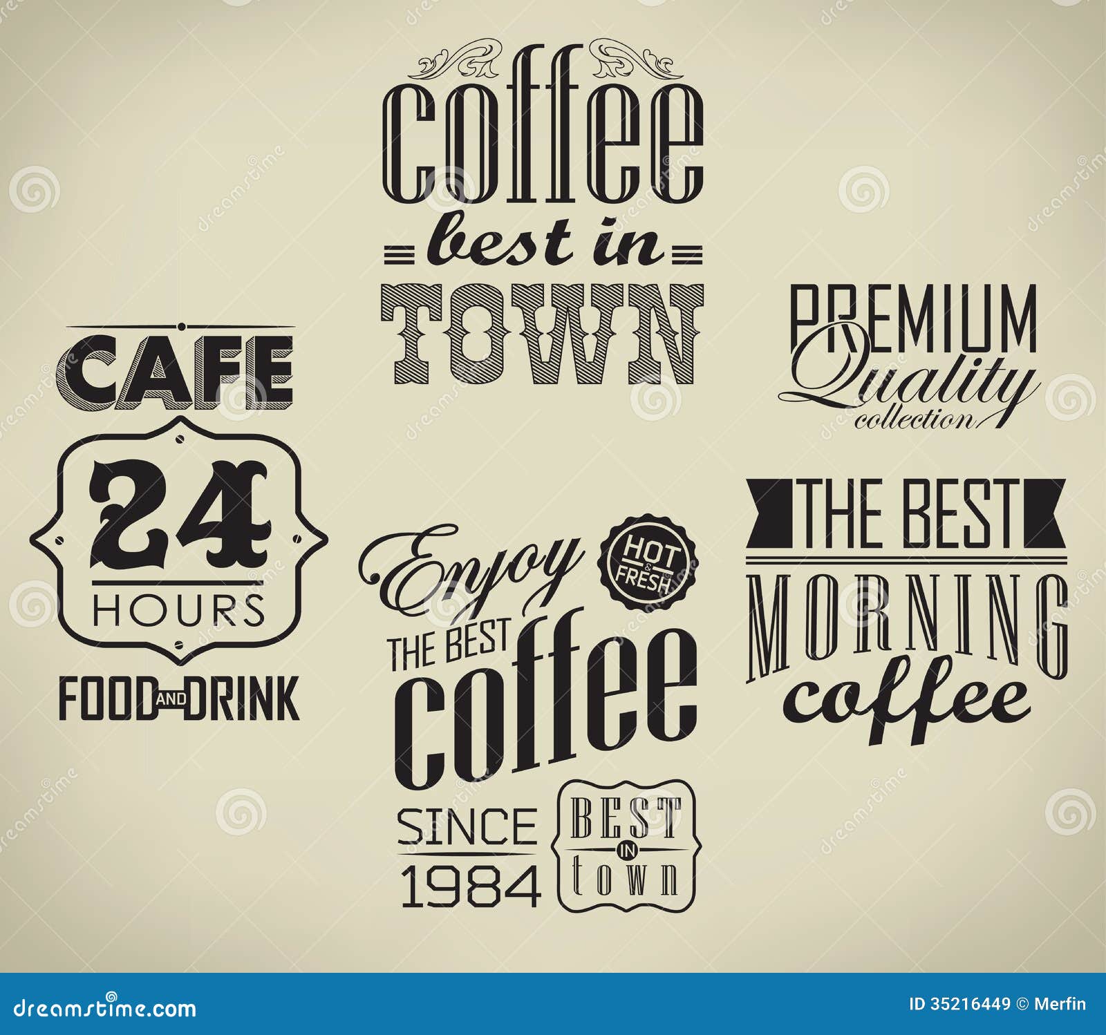 Set of Coffee , Cafe Typographic Elements Stock Vector - Illustration ...