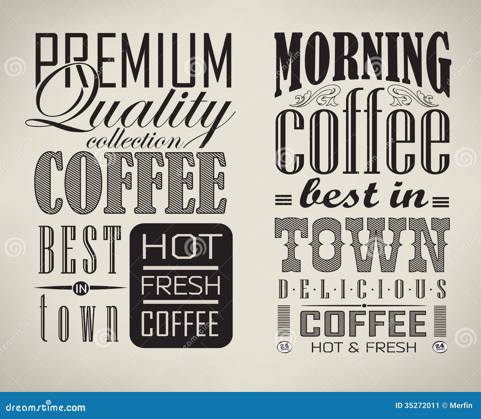 Set of Coffee , Cafe Typographic Elements Stock Vector - Illustration ...