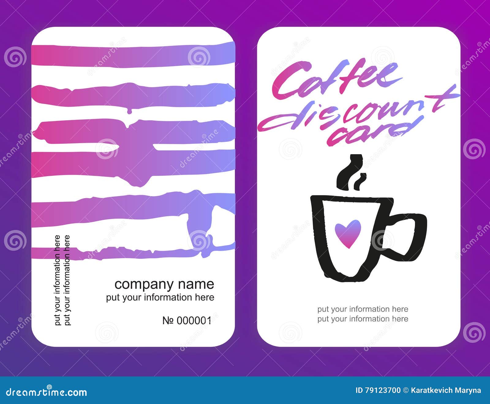 Set of Coffee Discount Cards. Template for Your Design Stock ...