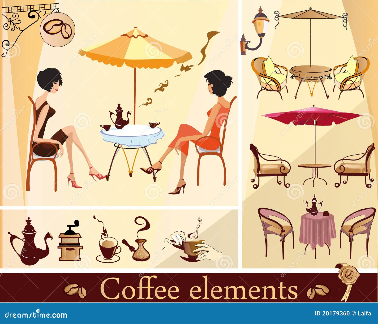 Set of coffee elements stock vector. Illustration of flavour - 20179360