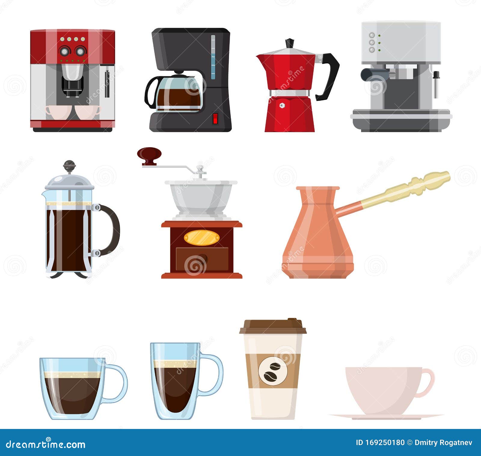 Set of coffee elements stock vector. Illustration of natural - 169250180