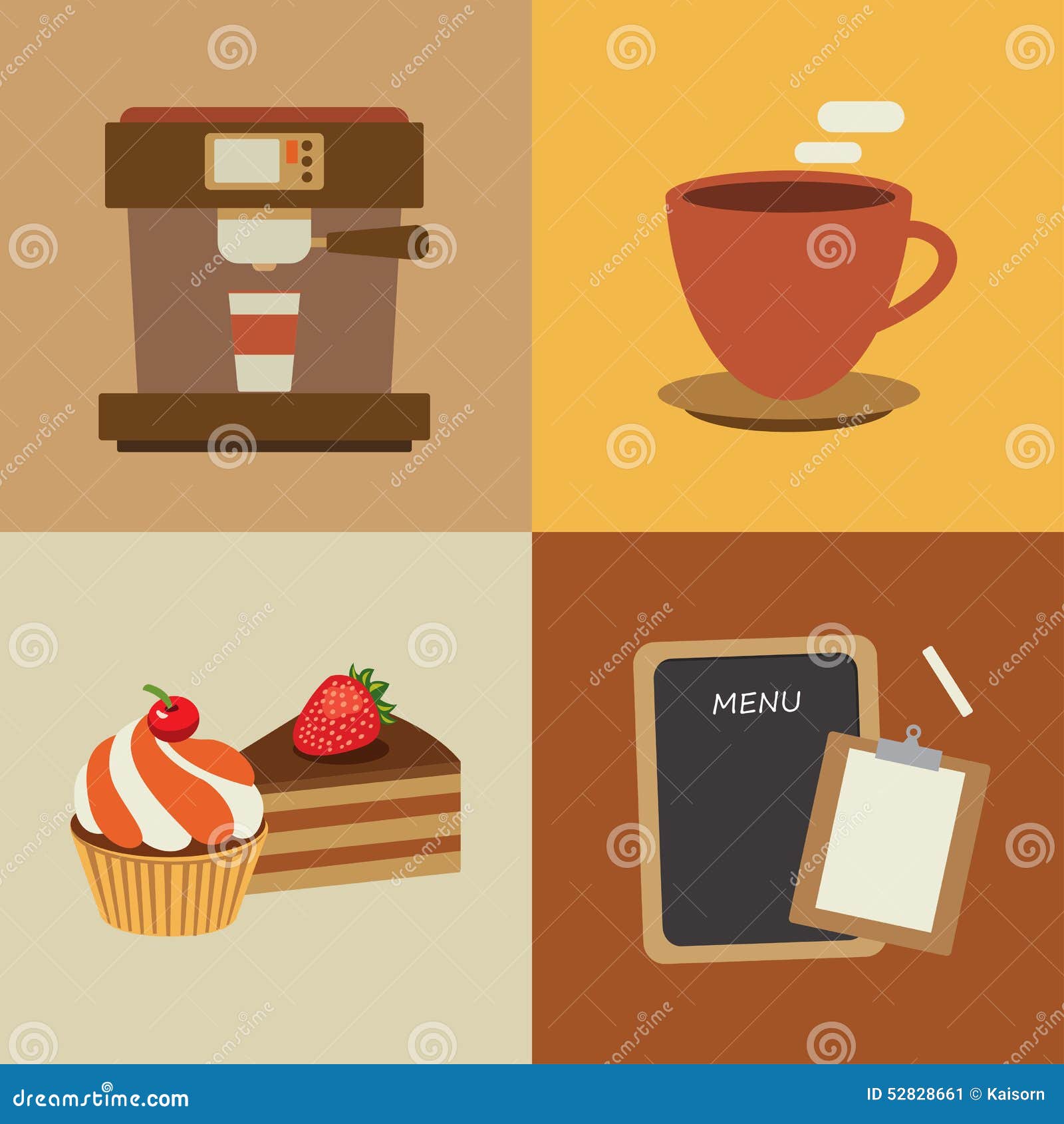 Set of Coffee Flat Design Elements Stock Vector - Illustration of flat ...