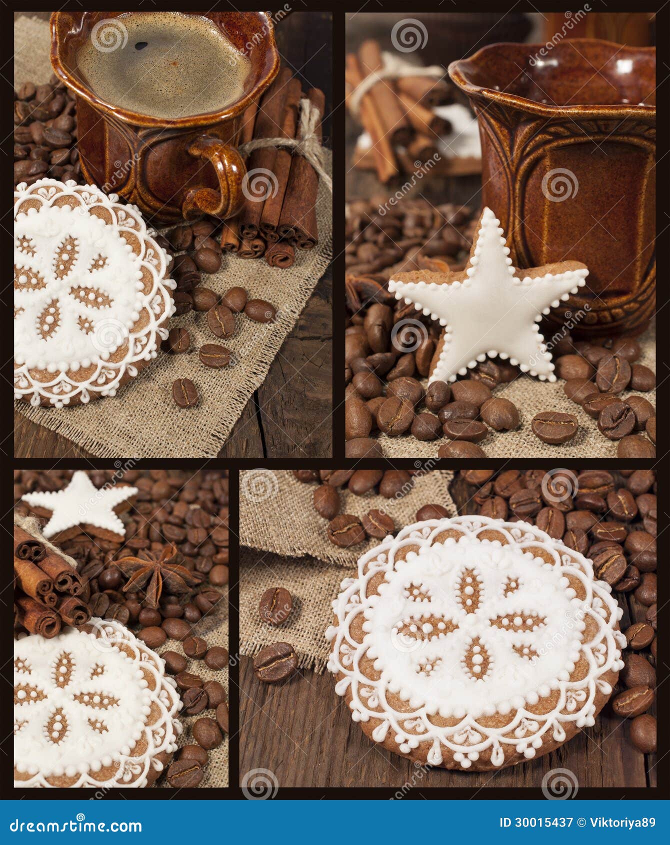 Set of Coffee and Gingerbread Stock Image - Image of sticks, beans ...