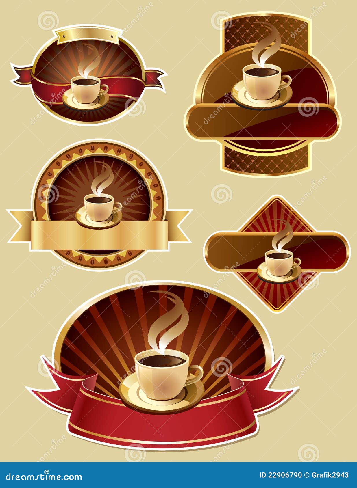 Set of coffee label design stock vector. Illustration of mocha - 22906790