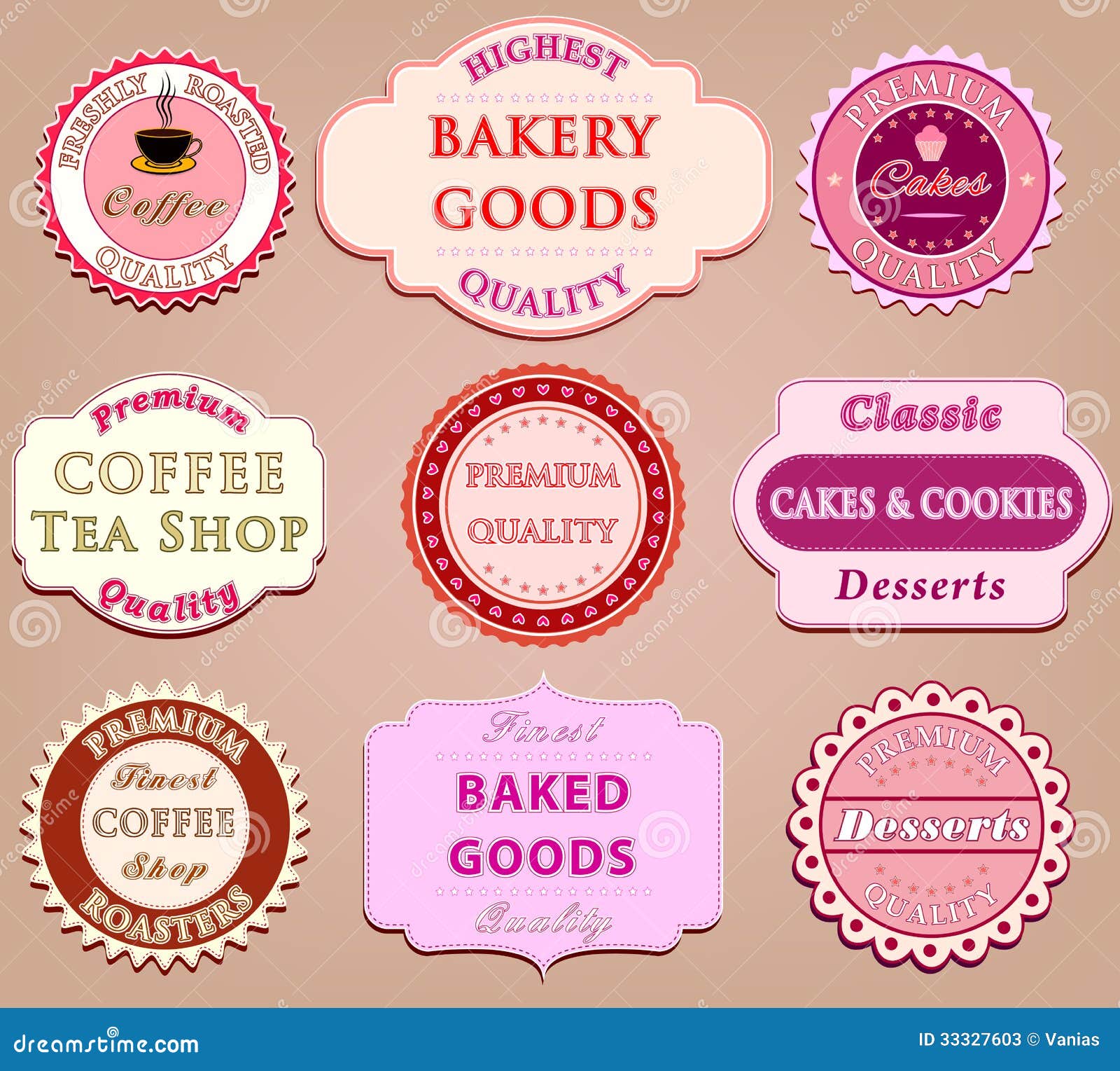 Set of coffee label design stock vector. Illustration of cake - 33327603