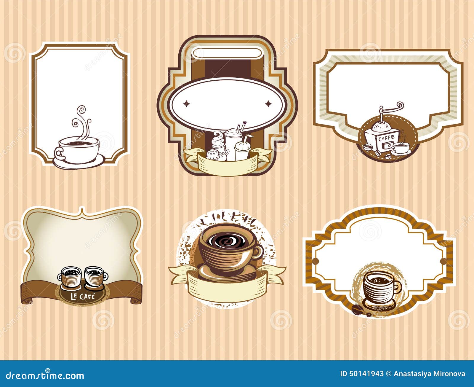 Set of coffee labels stock vector. Illustration of cafe - 50141943