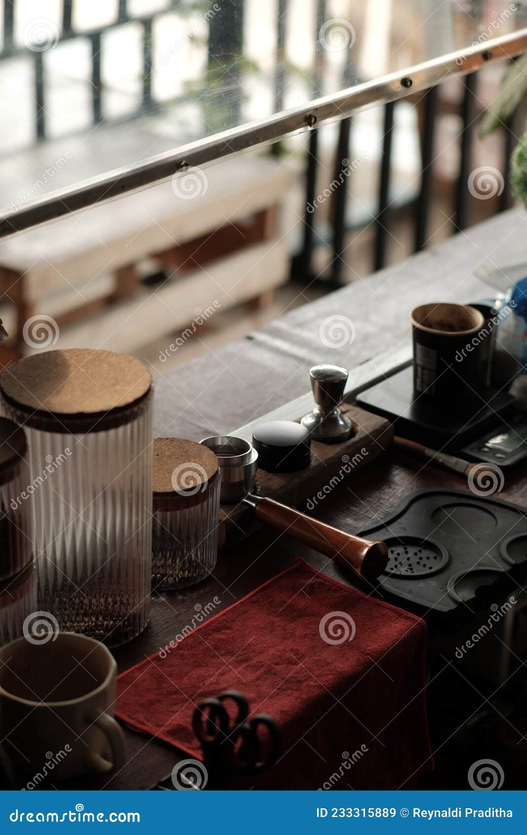 A Set of Coffee Making Tools in a Coffee Shop Bar Stock Image - Image ...