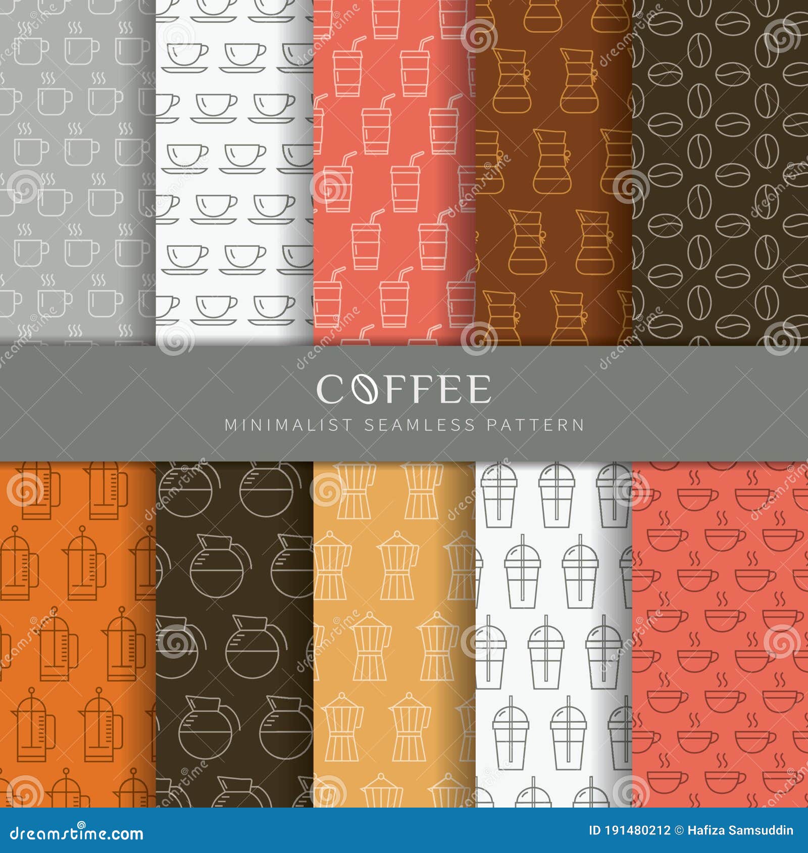 Set of Coffee Pattern Icons. Stock Vector - Illustration of concepts ...
