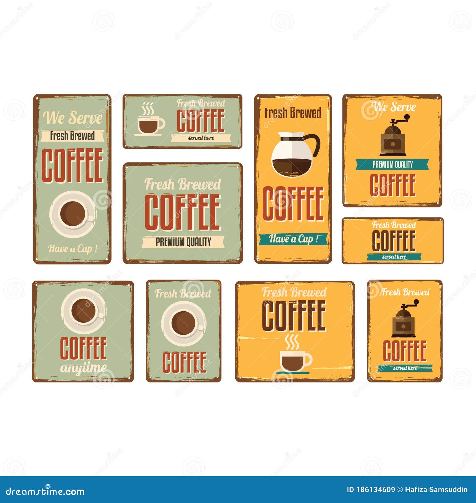 Set of Coffee Signboards. Vector Illustration Decorative Design Stock ...