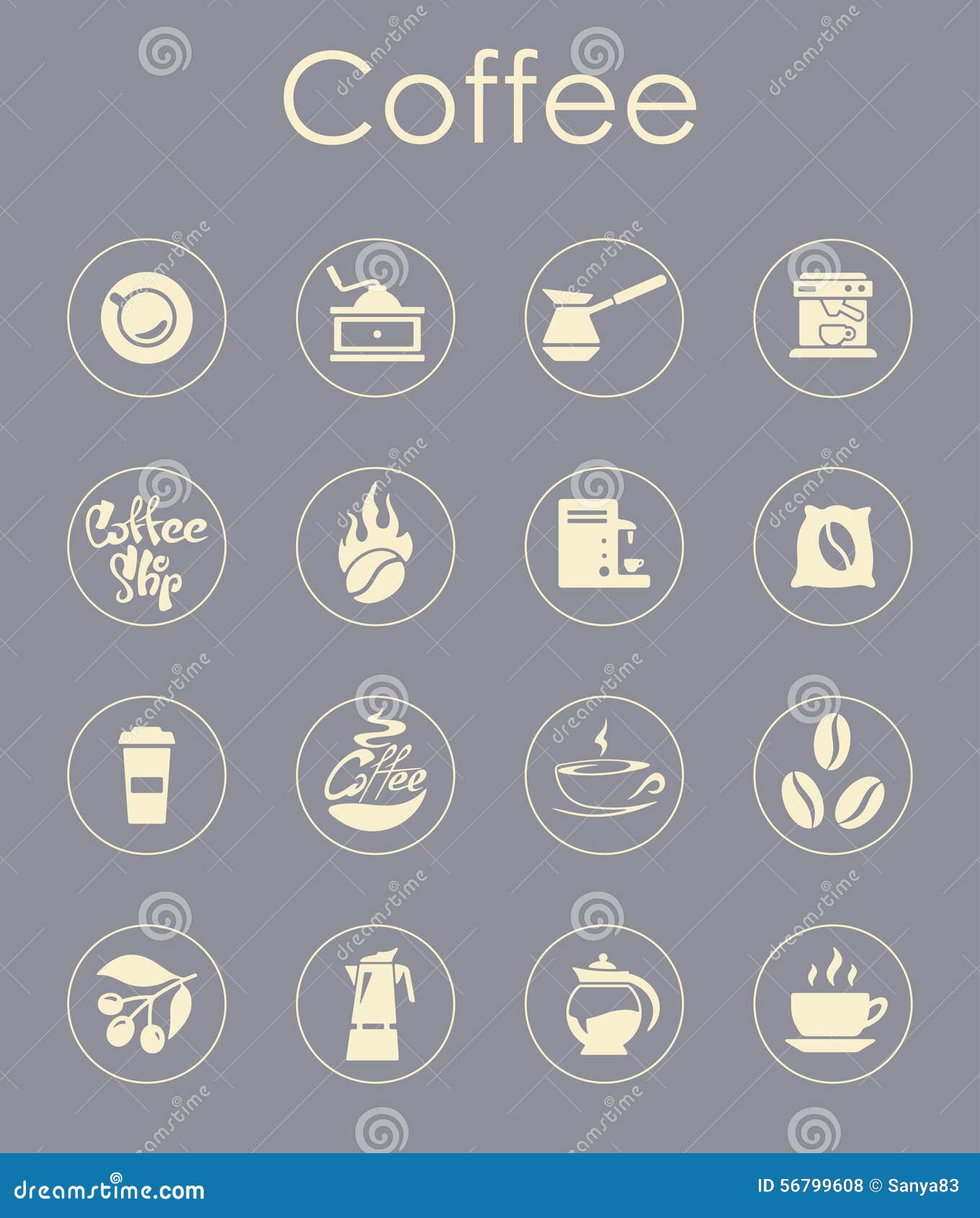 Set of coffee simple icons stock vector. Illustration of group - 56799608