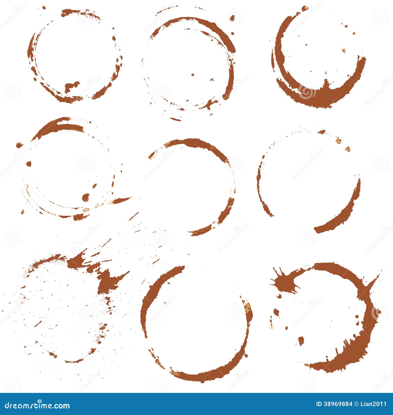 Set of Coffee Stain, Isolated Stock Illustration - Illustration of ...